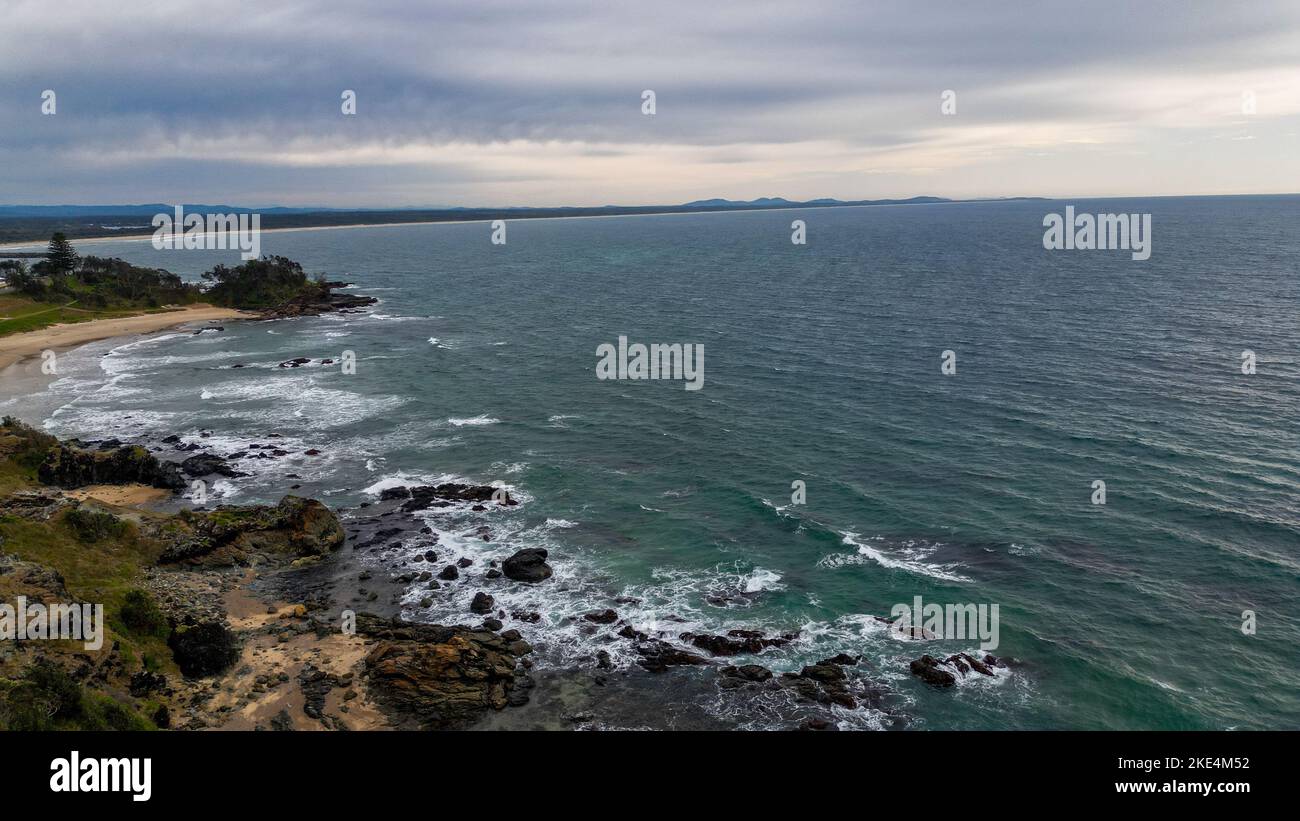 An Aerial view of Flynns Beach in Port Macquarie, Australia Stock Photo ...