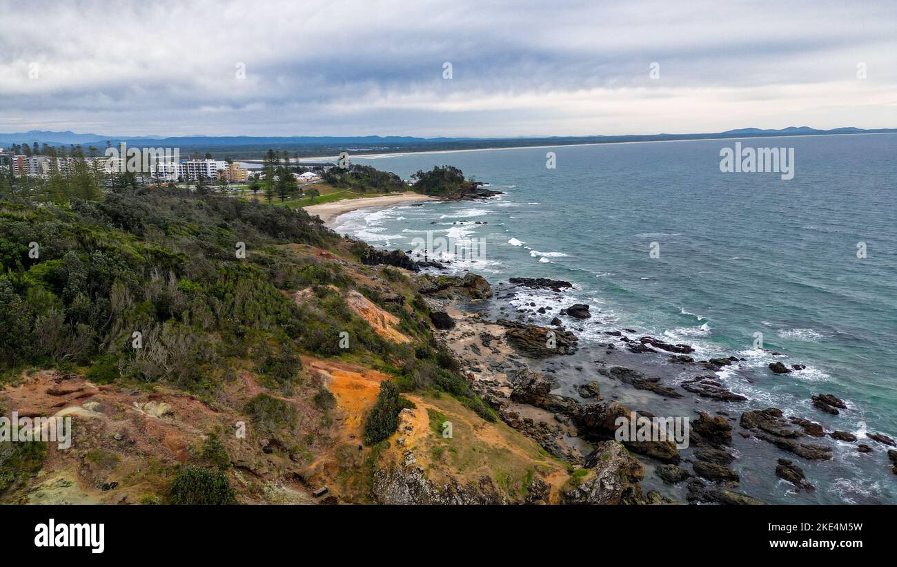An Aerial view of Flynns Beach in Port Macquarie, Australia Stock Photo ...