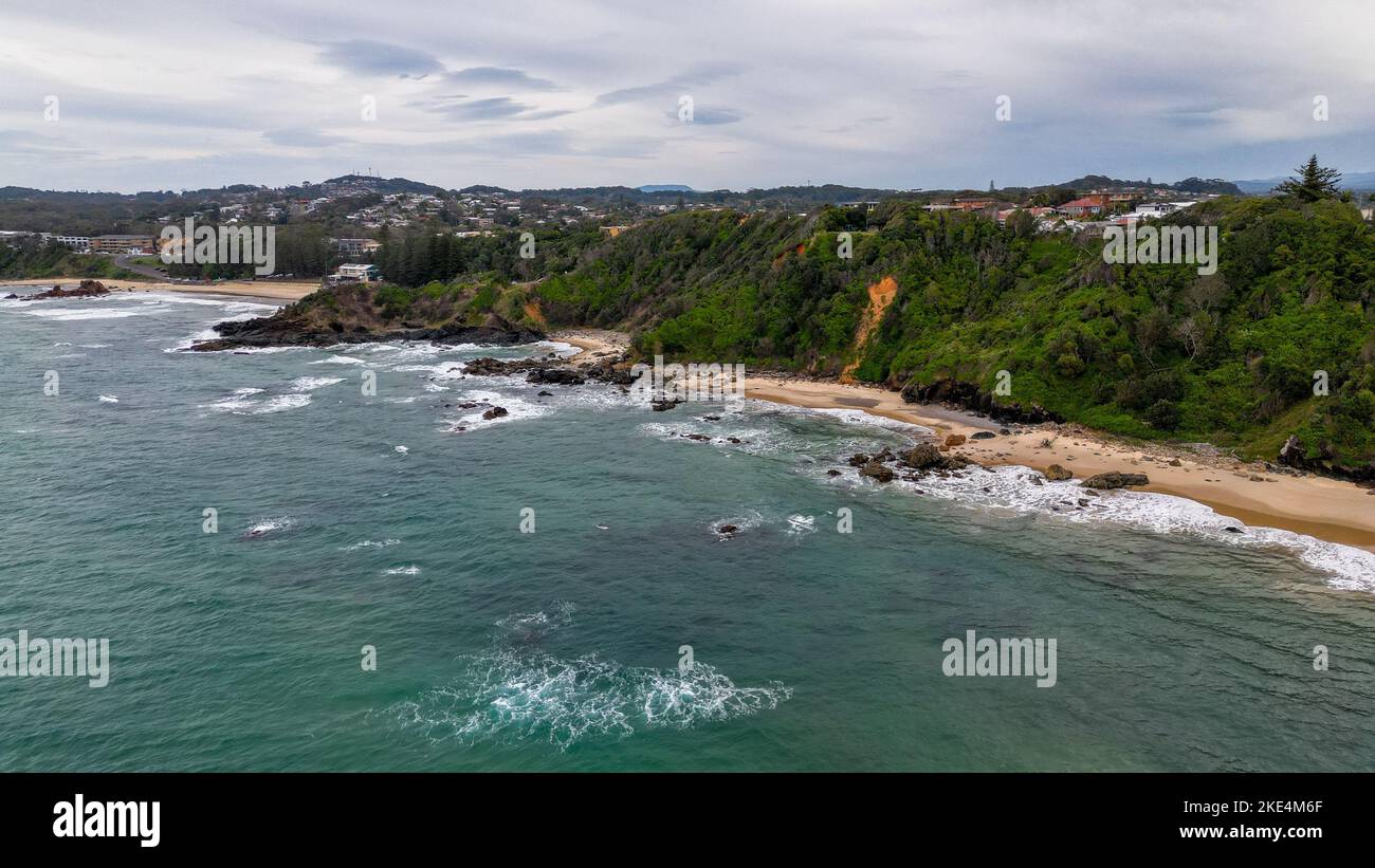 An Aerial view of Flynns Beach in Port Macquarie, Australia Stock Photo ...