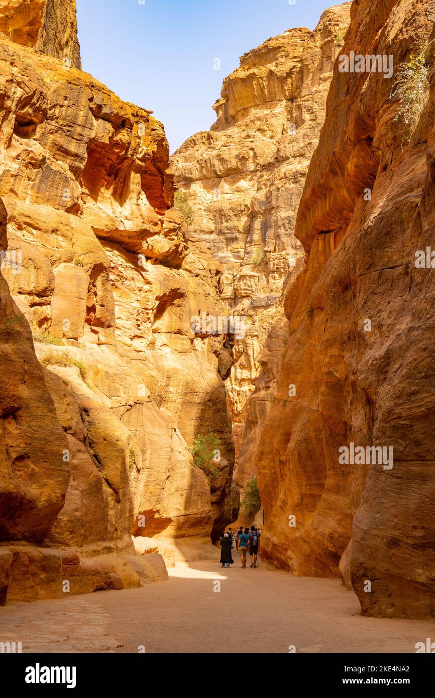 A Siq, the path through the rocks which is the entrance to Petra Jordan ...