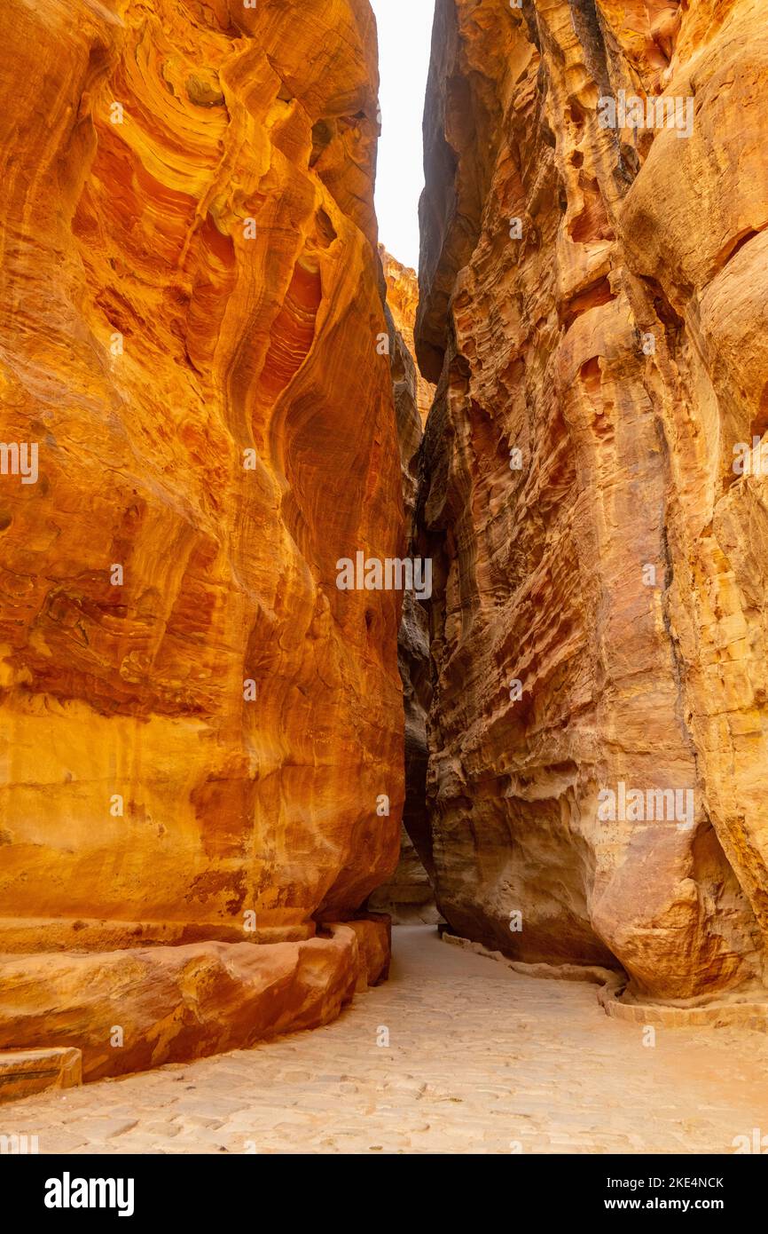 A Siq, the path through the rocks which is the entrance to Petra Jordan ...