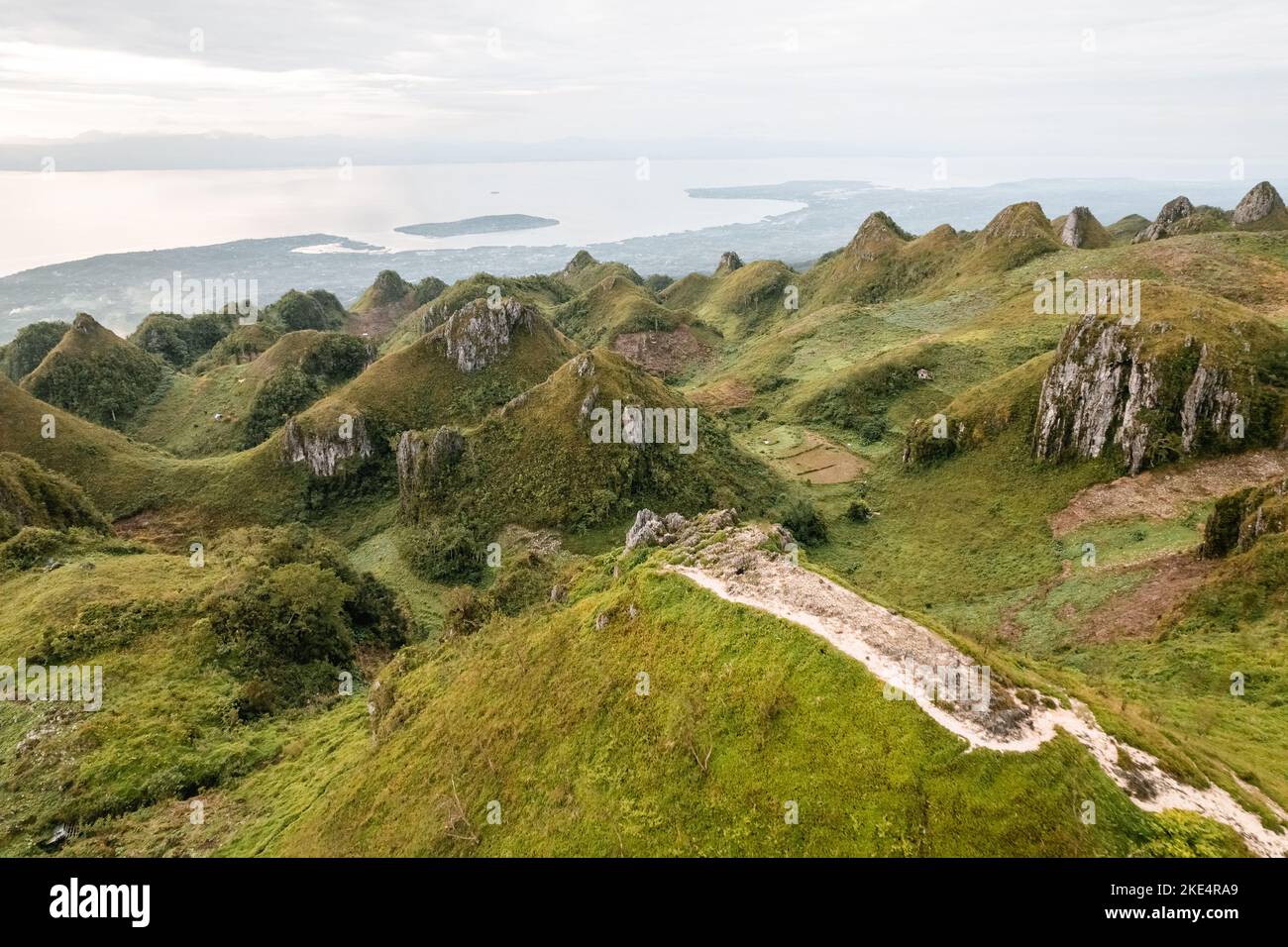 Drone view of Osmena Peak Cebu The Philippines viewpoint on the ocean ...