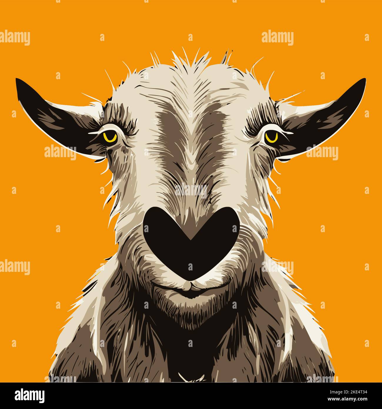 A yellow banner with a black and white goat head on it Stock Vector ...