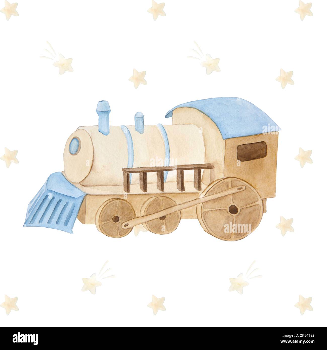 Watercolor illustration of vintage cute fairy tale children's toy ...