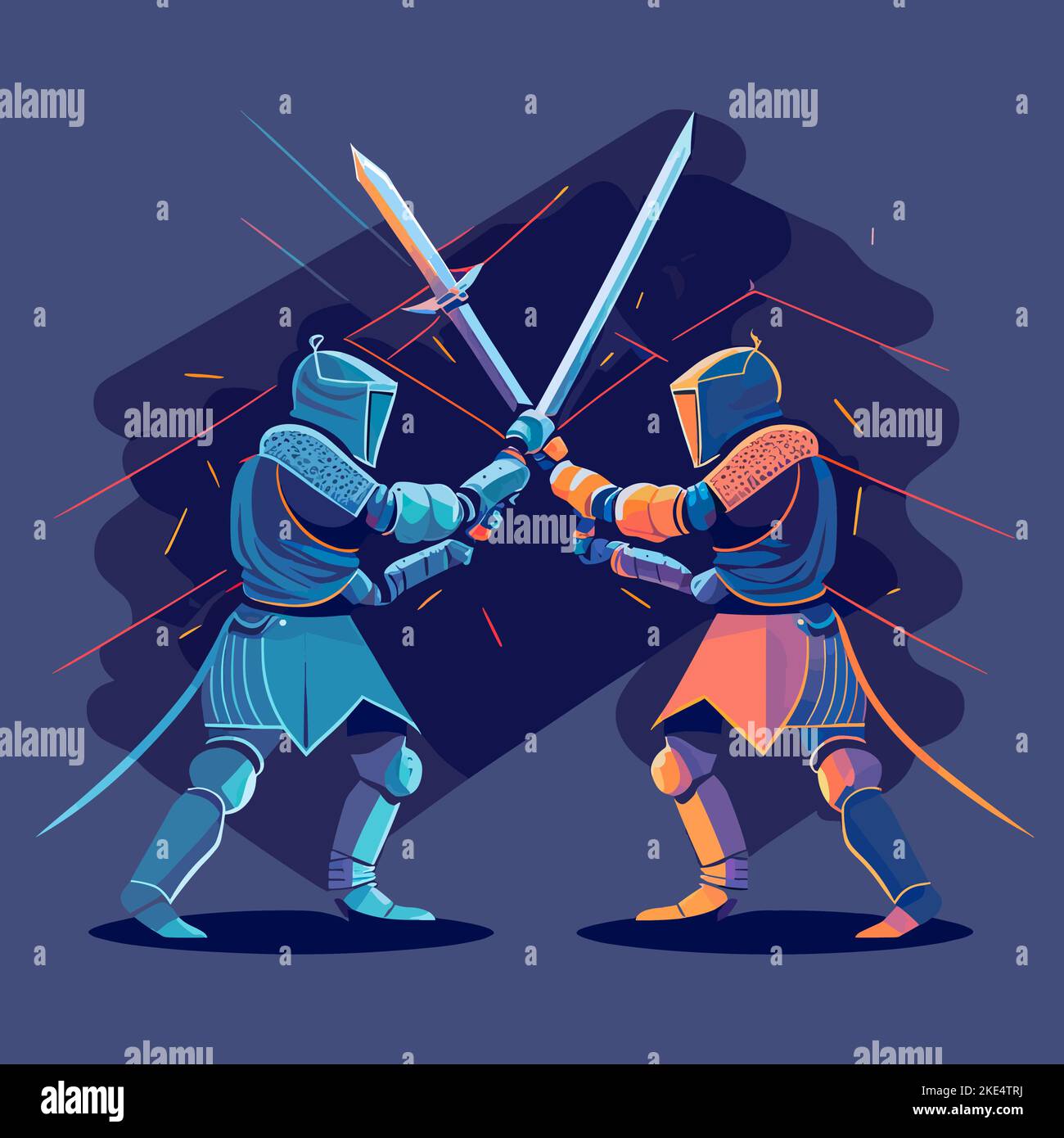 2 People Fighting With Swords