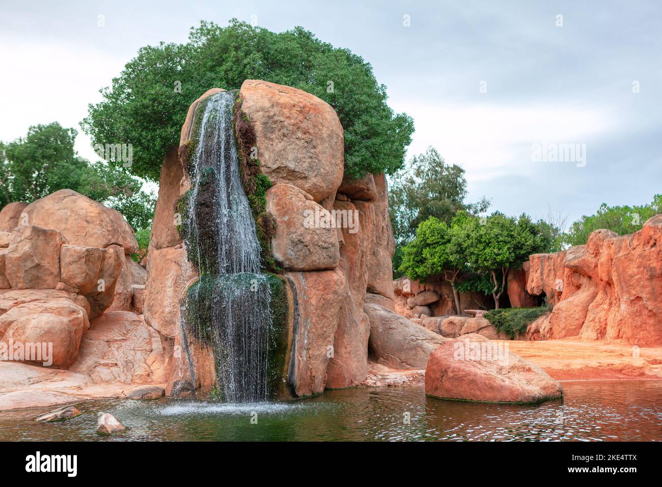 African nature with waterfall . Natural rocks with water cascade Stock ...
