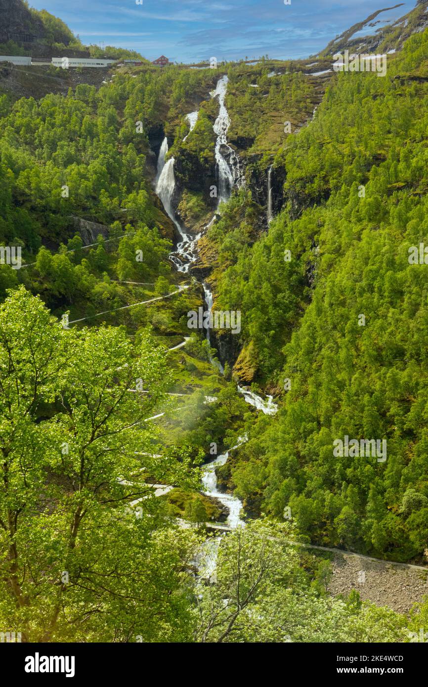 winding road and waterfall Stock Photo - Alamy
