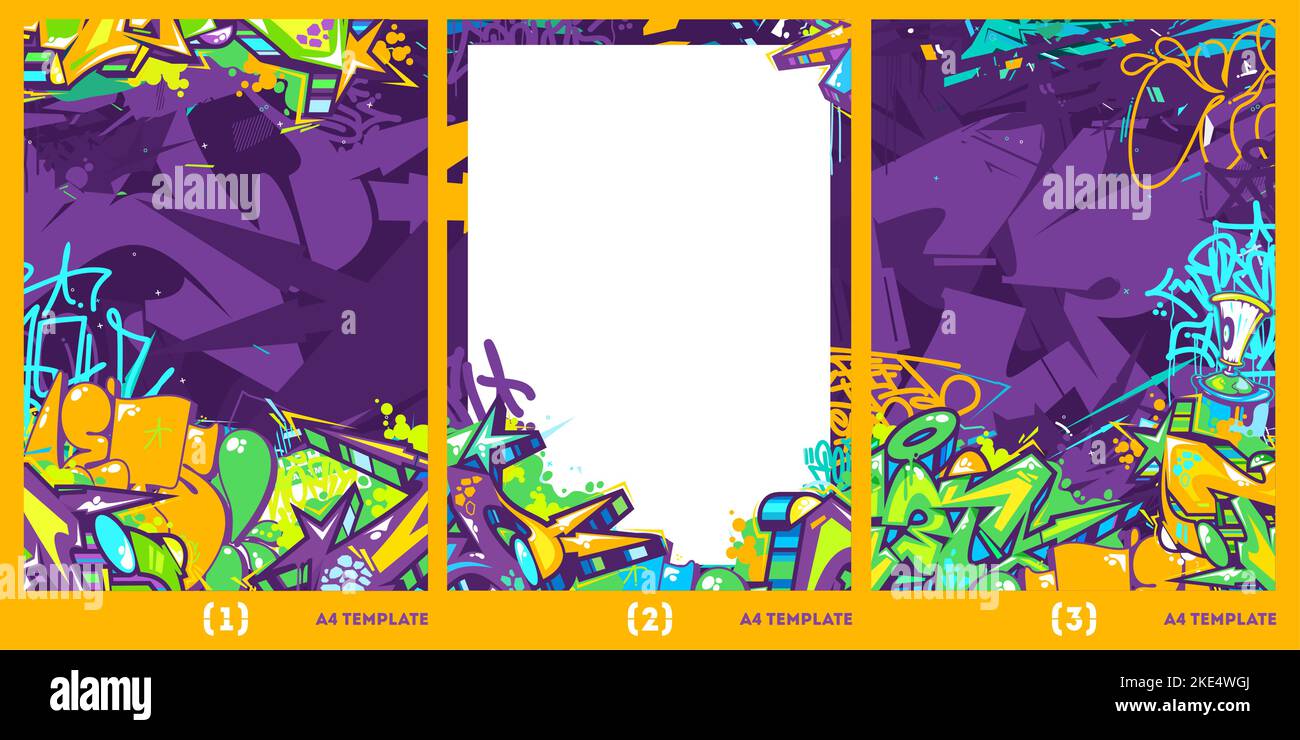 Colorful Abstract Urban Graffiti Style A4 Poster Vector Illustration ...