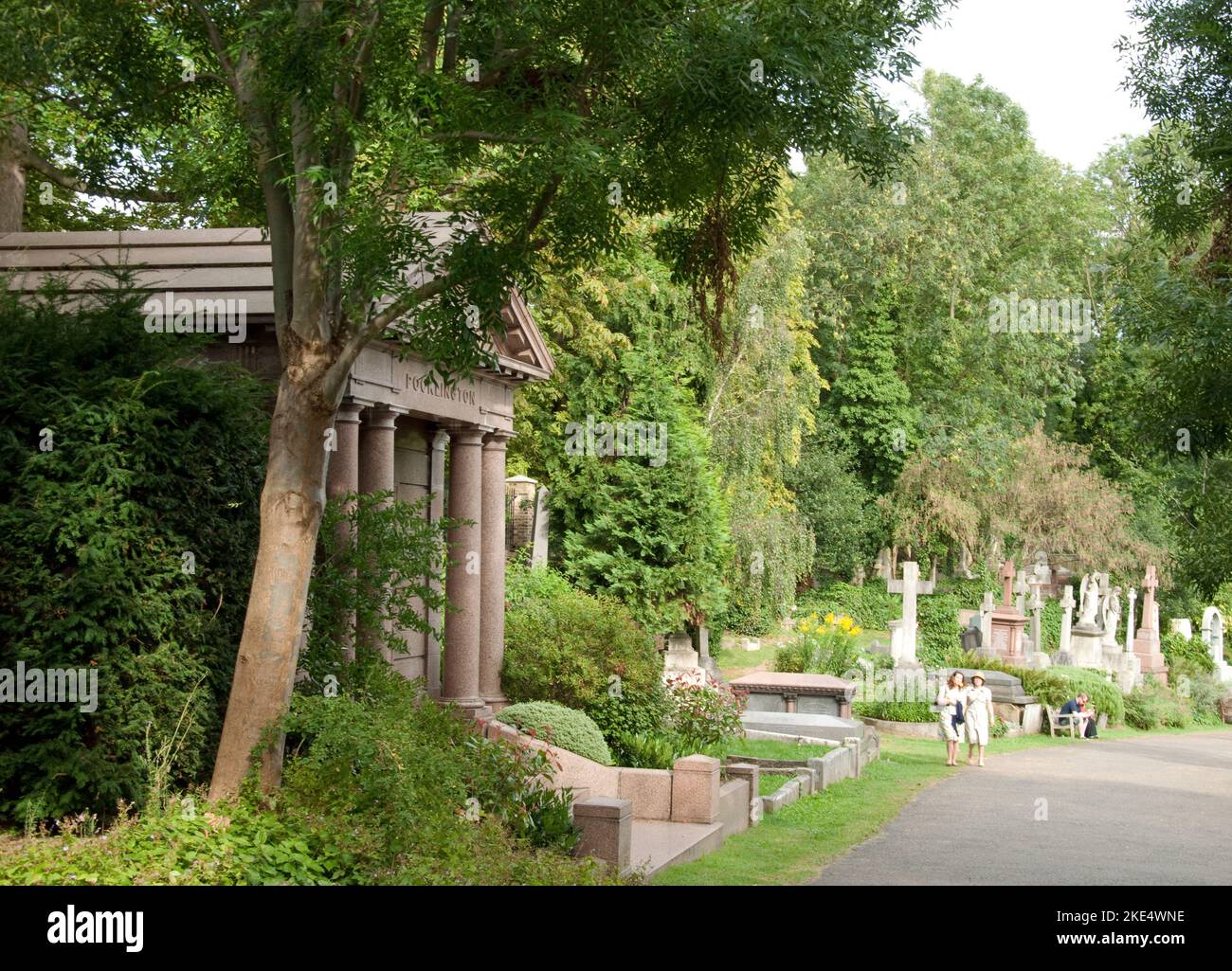Path, Highgate Cemetery, Highgate, London, UK. Opened in 1839 to help ...