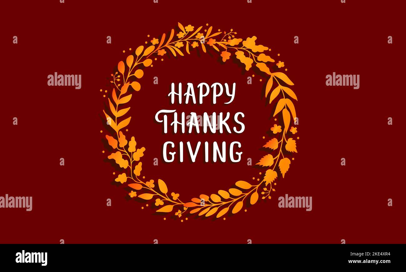 Happy Thanksgiving, card with a golden wreath Stock Vector Image & Art - Alamy