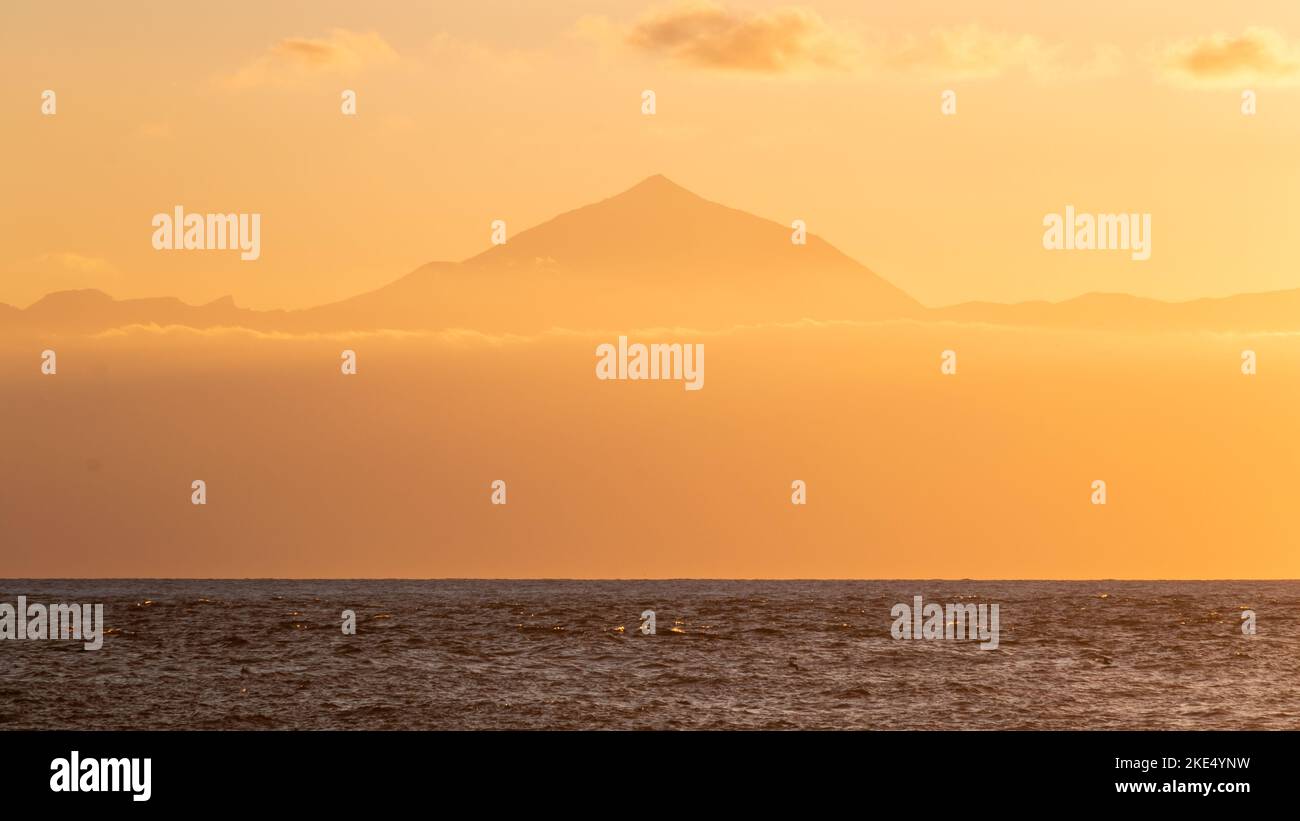 A mesmerizing sunset landscape with Mount Teide on Tenerife in the ...
