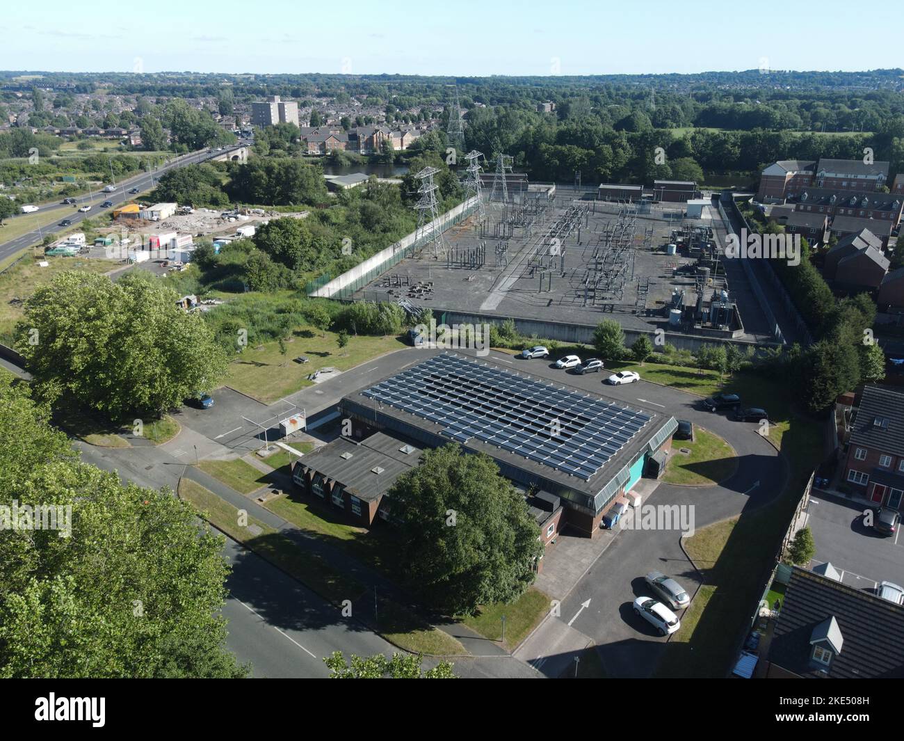 An aerial view of a power distribution substation Stock Photo - Alamy