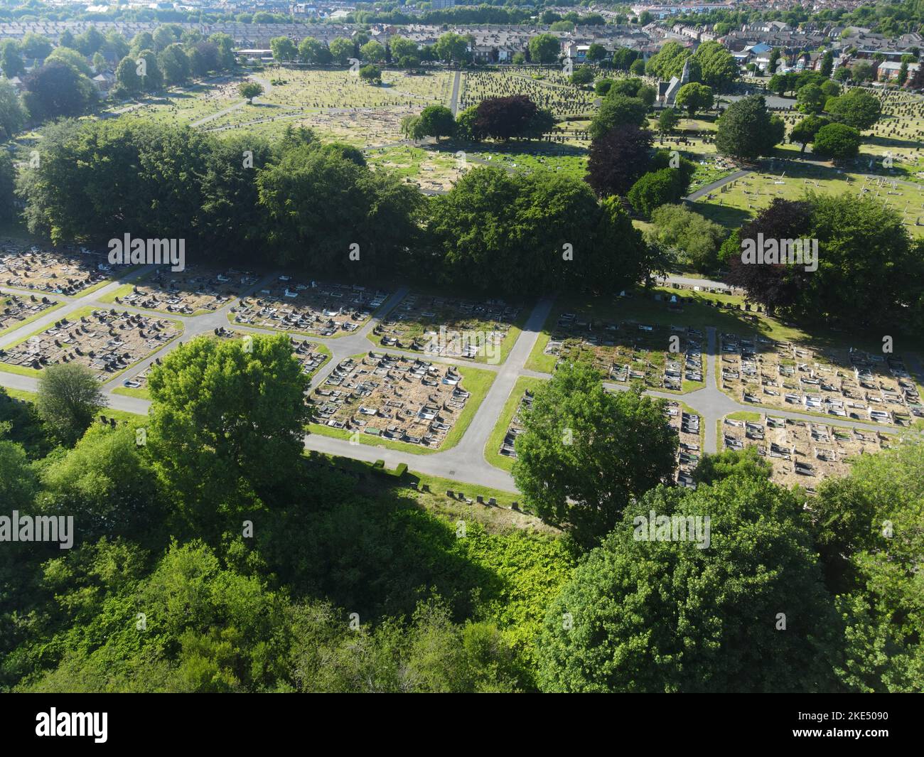 An aerial view of the Warrington cemetery Stock Photo - Alamy