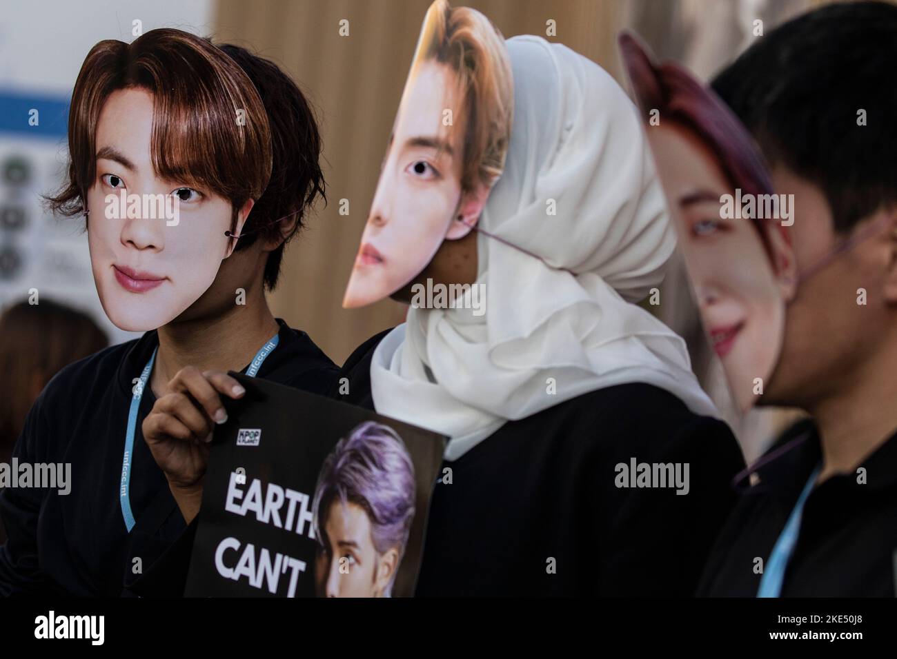 Sharm El Sheikh, Egypt. 10th Nov, 2022. Climate activists of the BTS ...