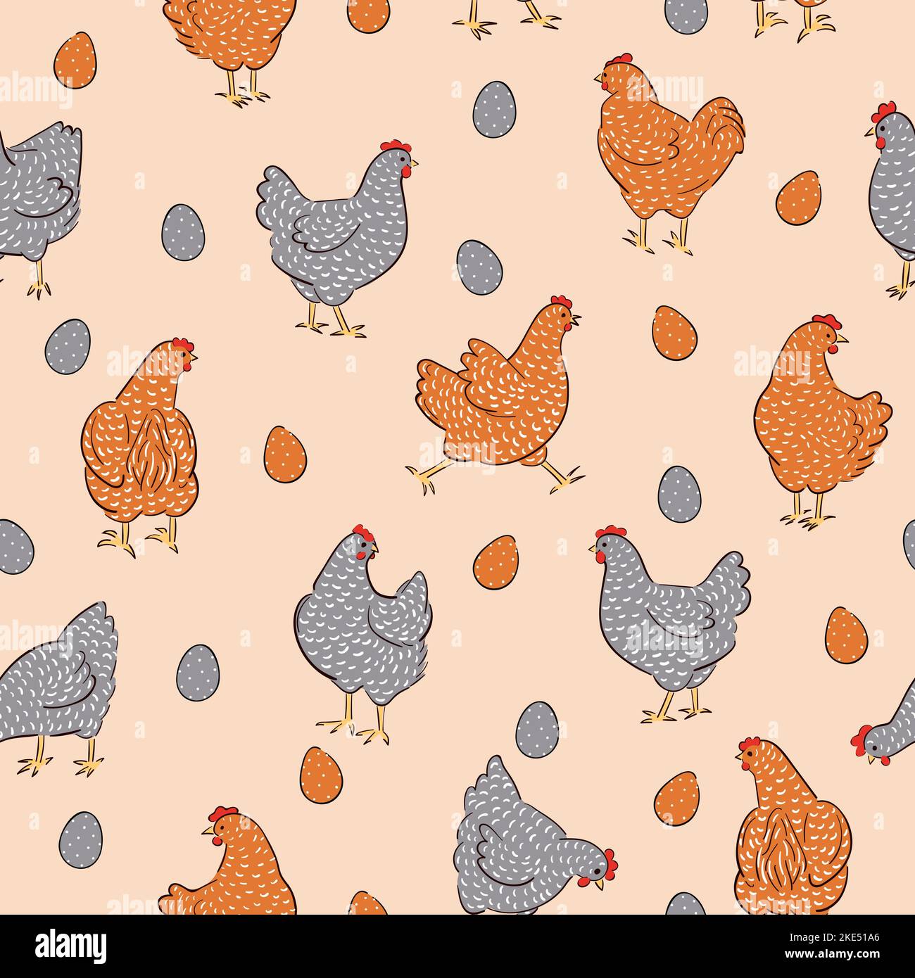 Seamless pattern with hens and eggs. Easter vector illustration Stock ...