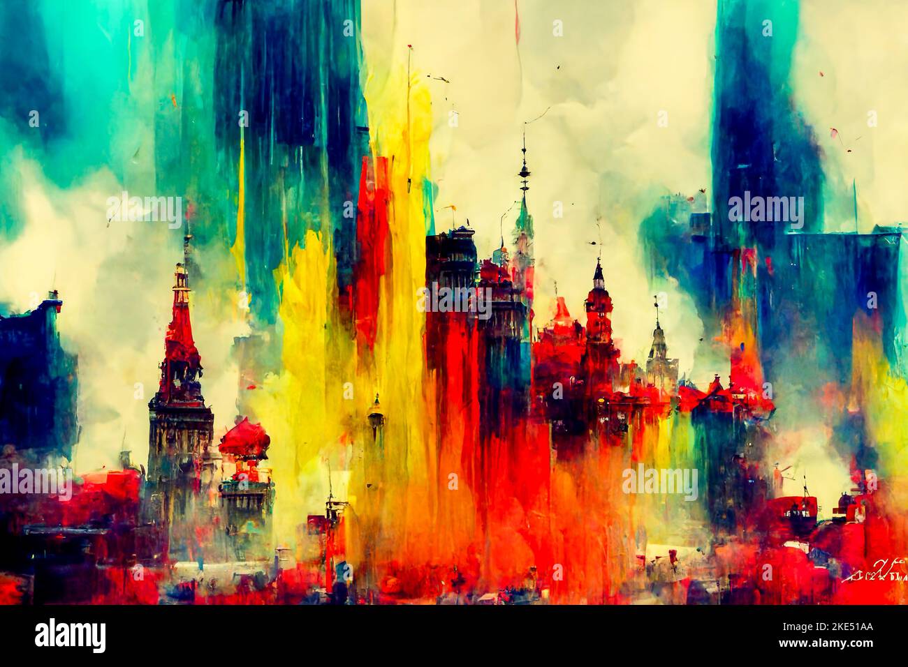 Abstract art play of colors of a city 01 Stock Photo - Alamy