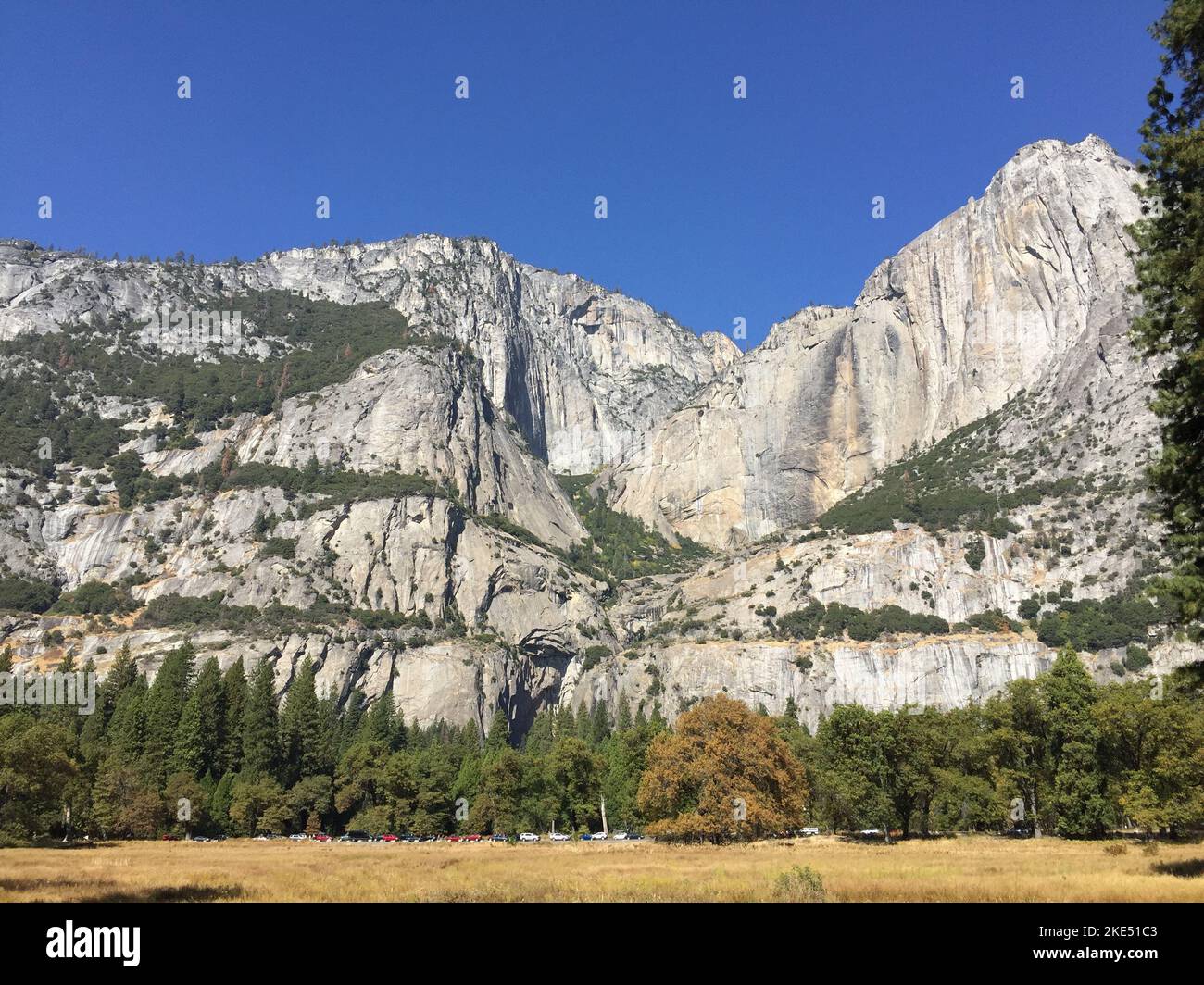 Huge granite cliffs in a national park in California, United States ...