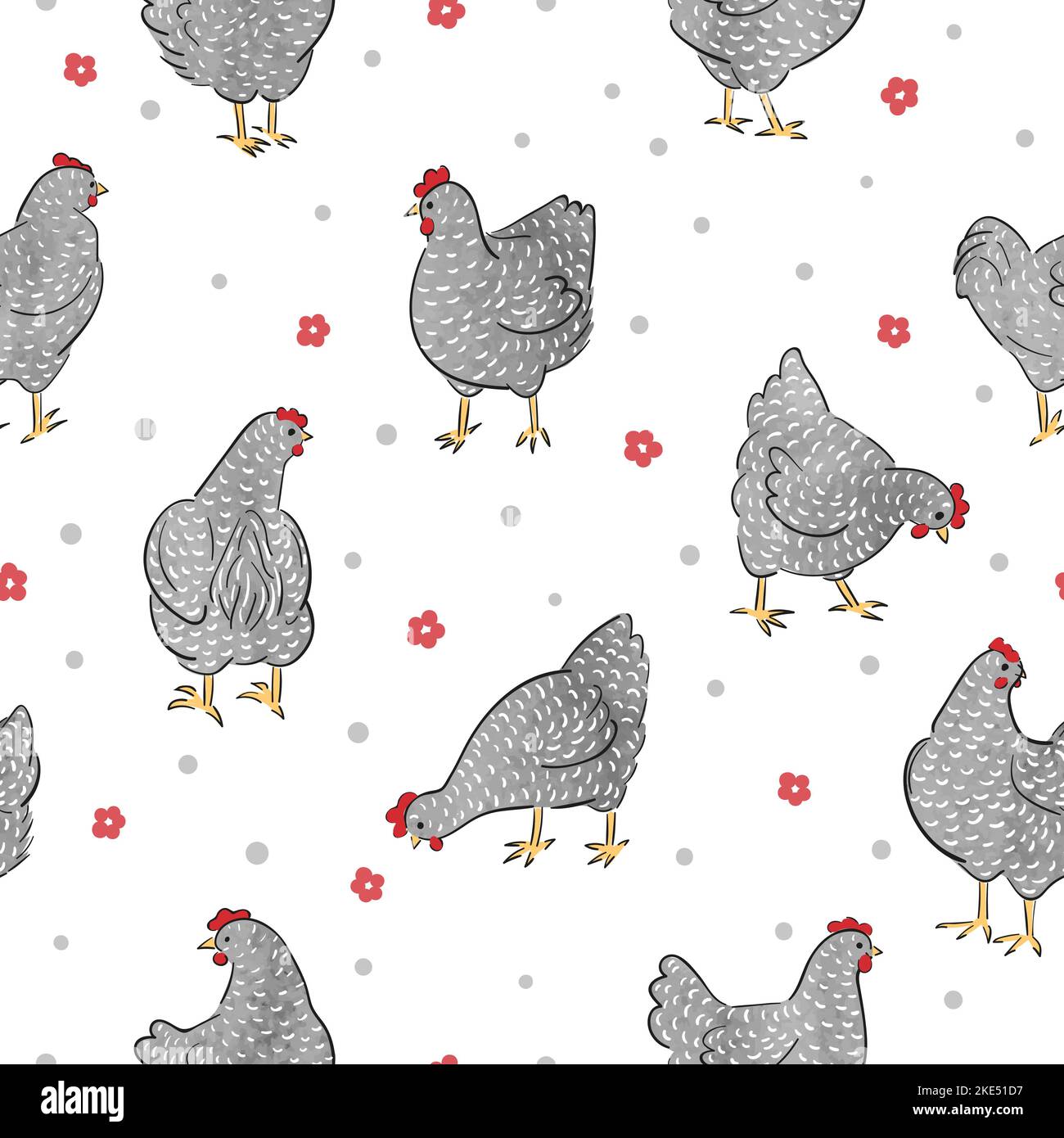 Seamless speckled hens pattern. Chicken vector illustration Stock ...