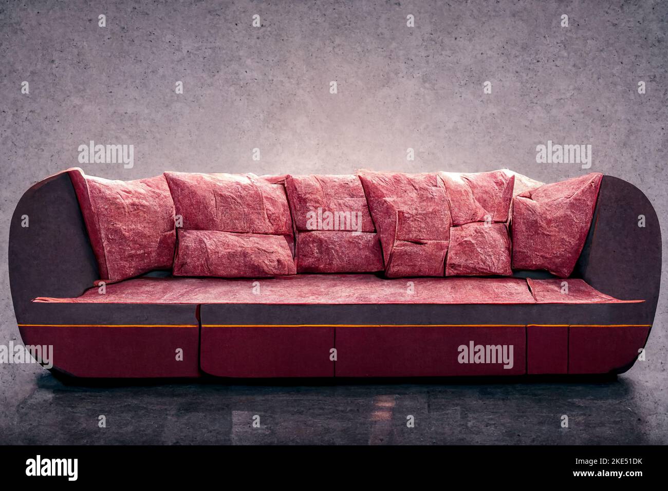 Render Red Abstract Sofa Interior Room Design Stock Photo - Alamy