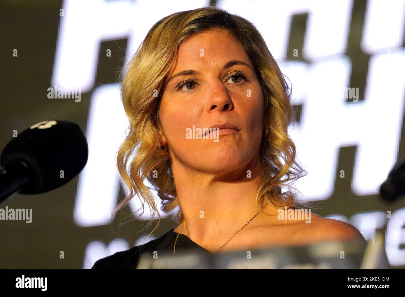Boxer Marie-Eve Dicaire during a pre-fight press conference at the Love ...