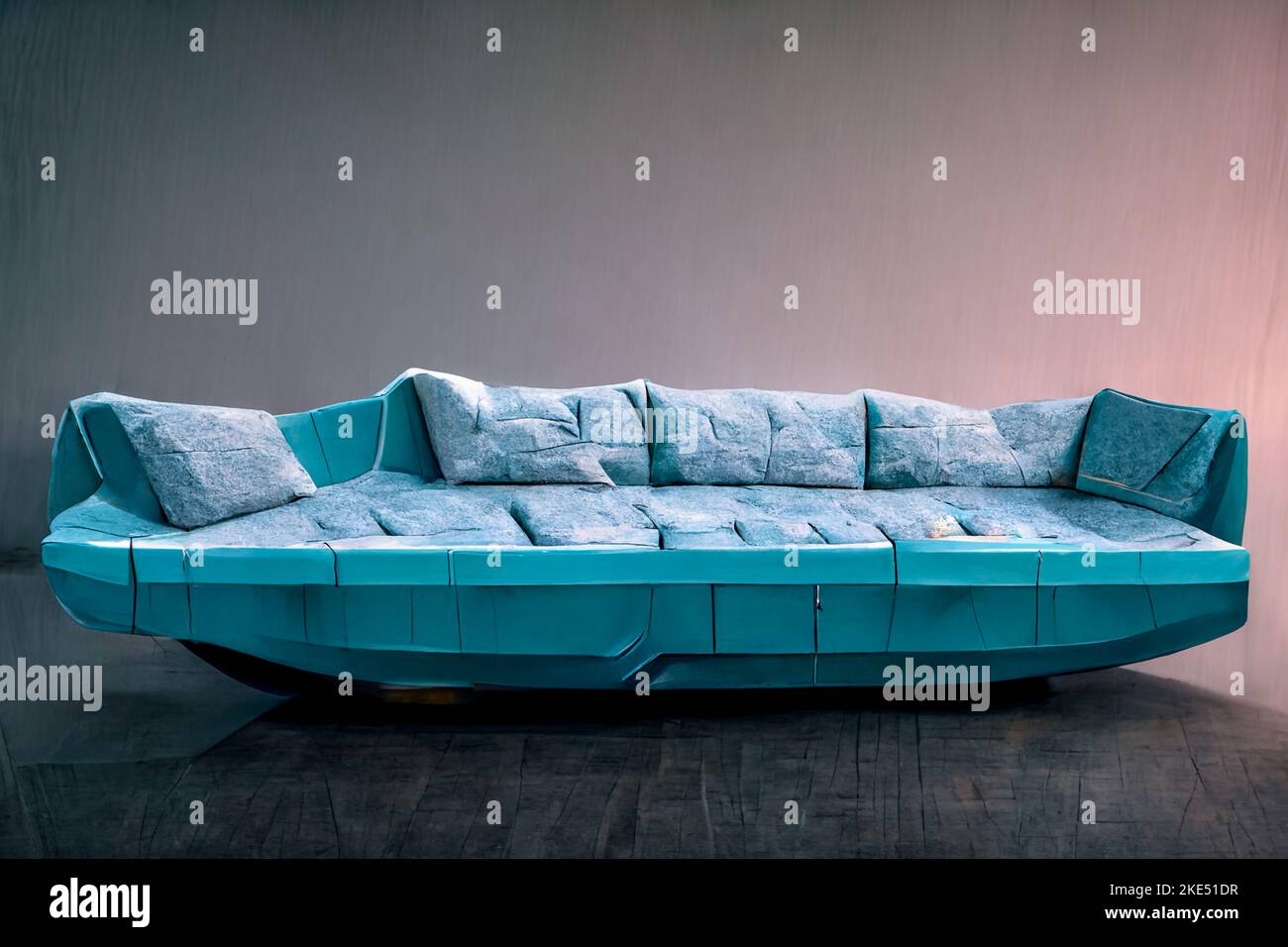 Render Blue Abstract Sofa Interior Room Design Stock Photo - Alamy