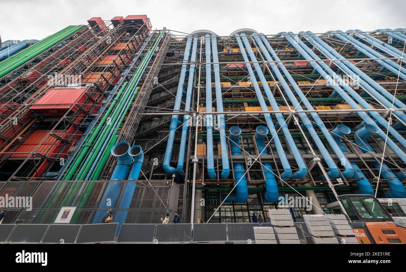 The Rear of the Centre Pompidou showing all the service pipes and lifts ...