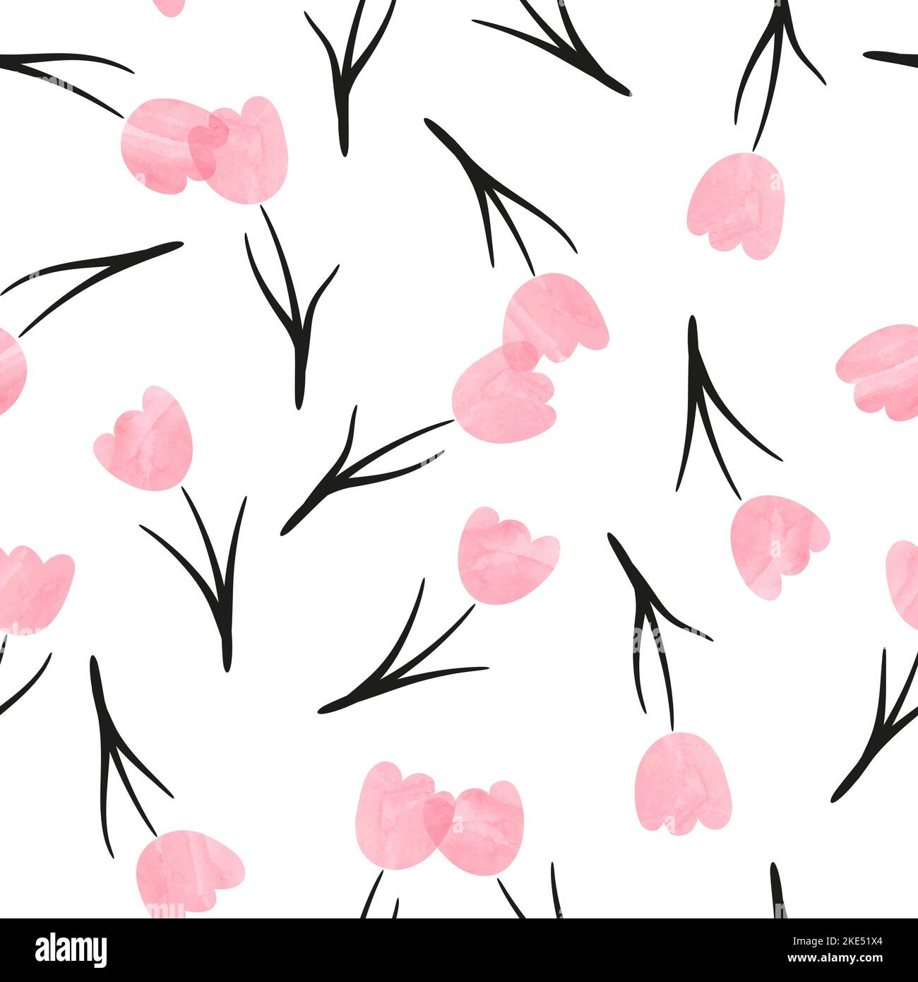 Seamless tulips pattern. Pink floral vector illustration Stock Vector ...