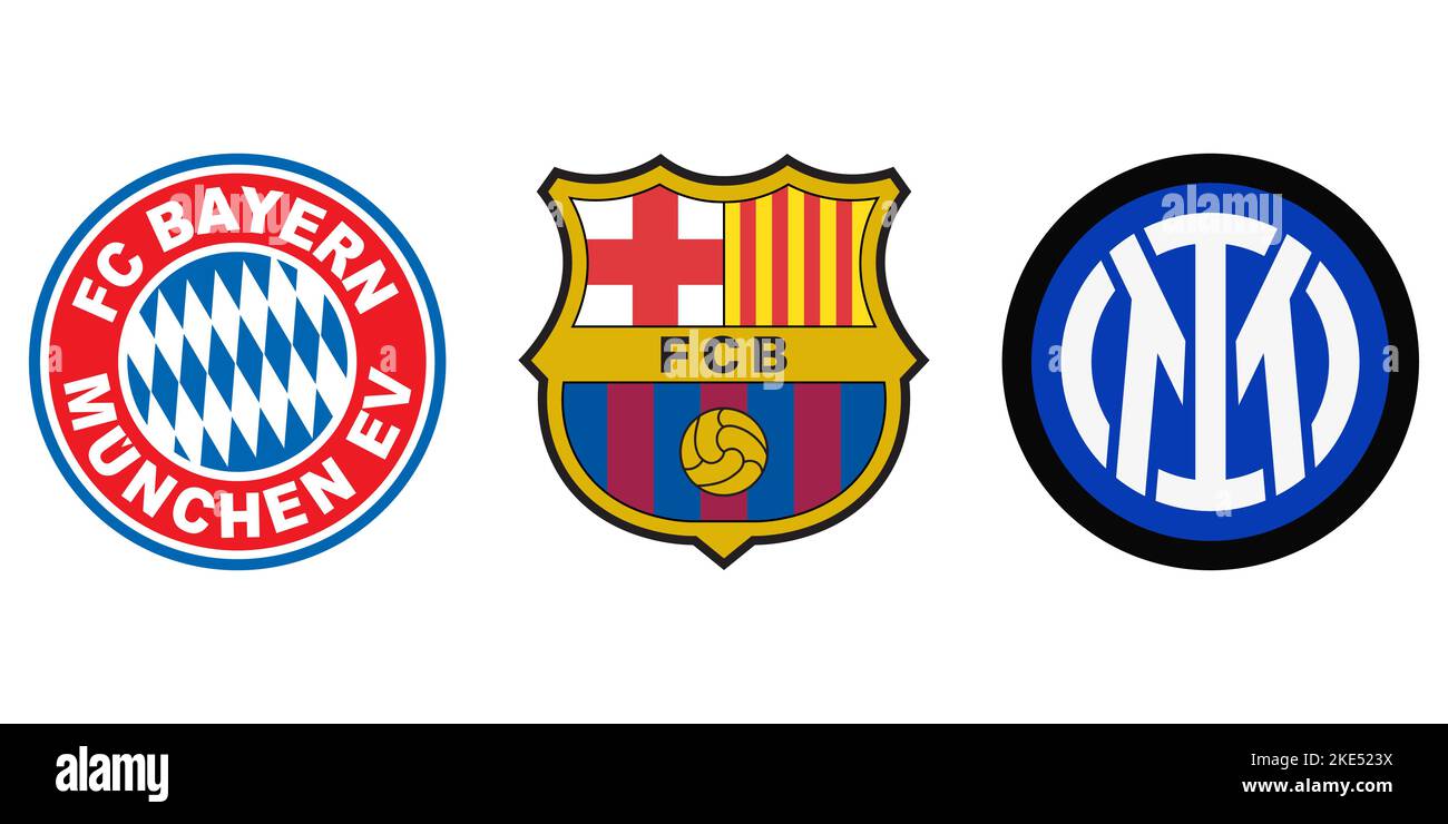 Vinnitsa, Ukraine - October 19, 2022: Bayern, Barcelona and inter ...