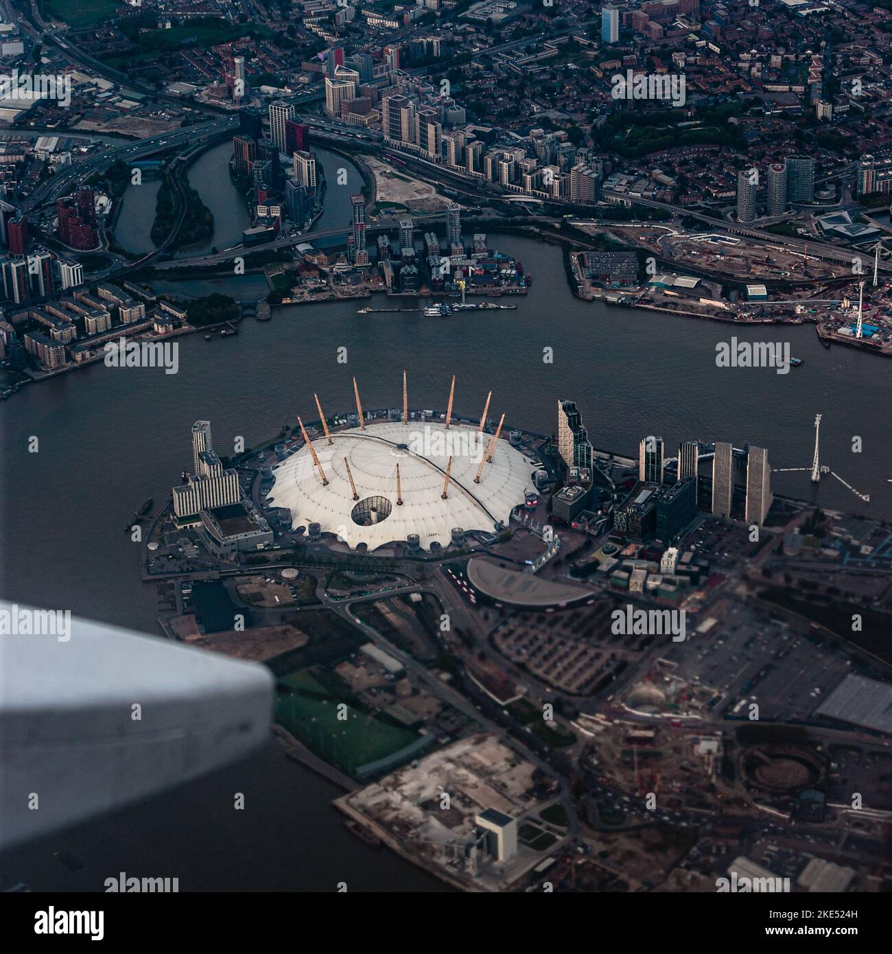 Aerial view of The O2 Arena in the Greenwich Peninsula in London Stock ...