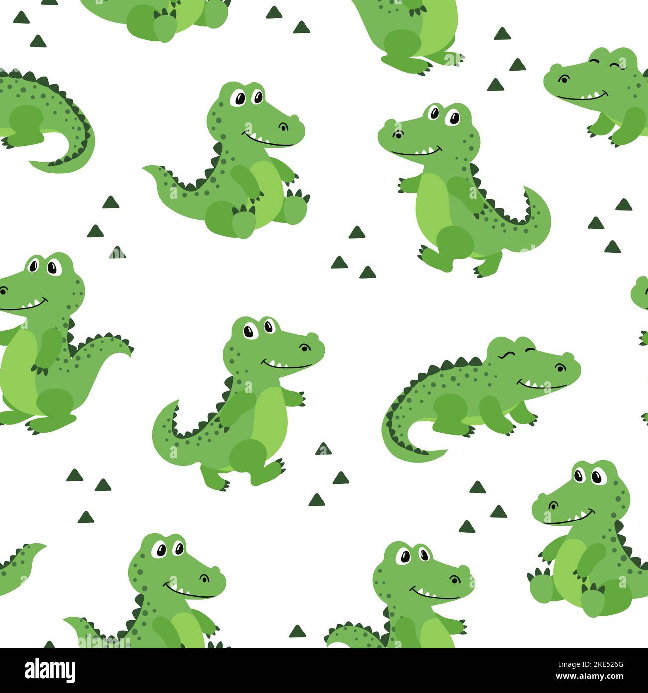 Cartoon crocodiles seamless pattern. Vector illustration with ...
