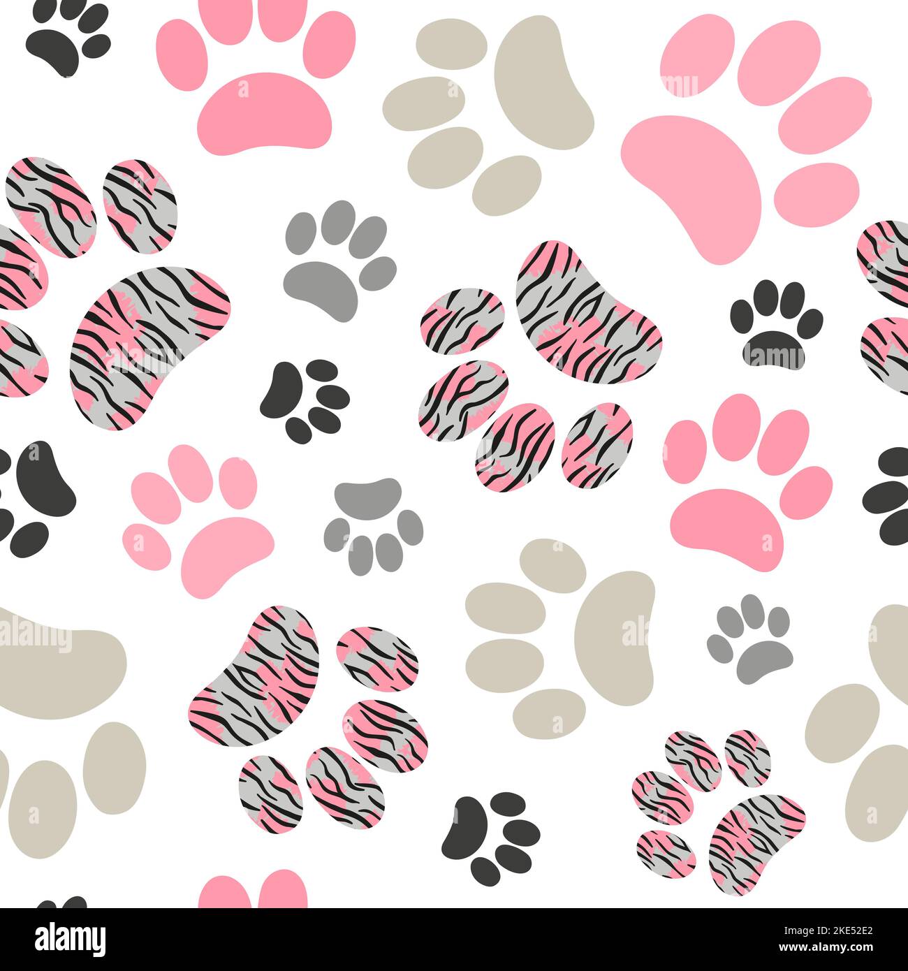 Seamless cats paws pattern with tiger print for kids design Stock ...
