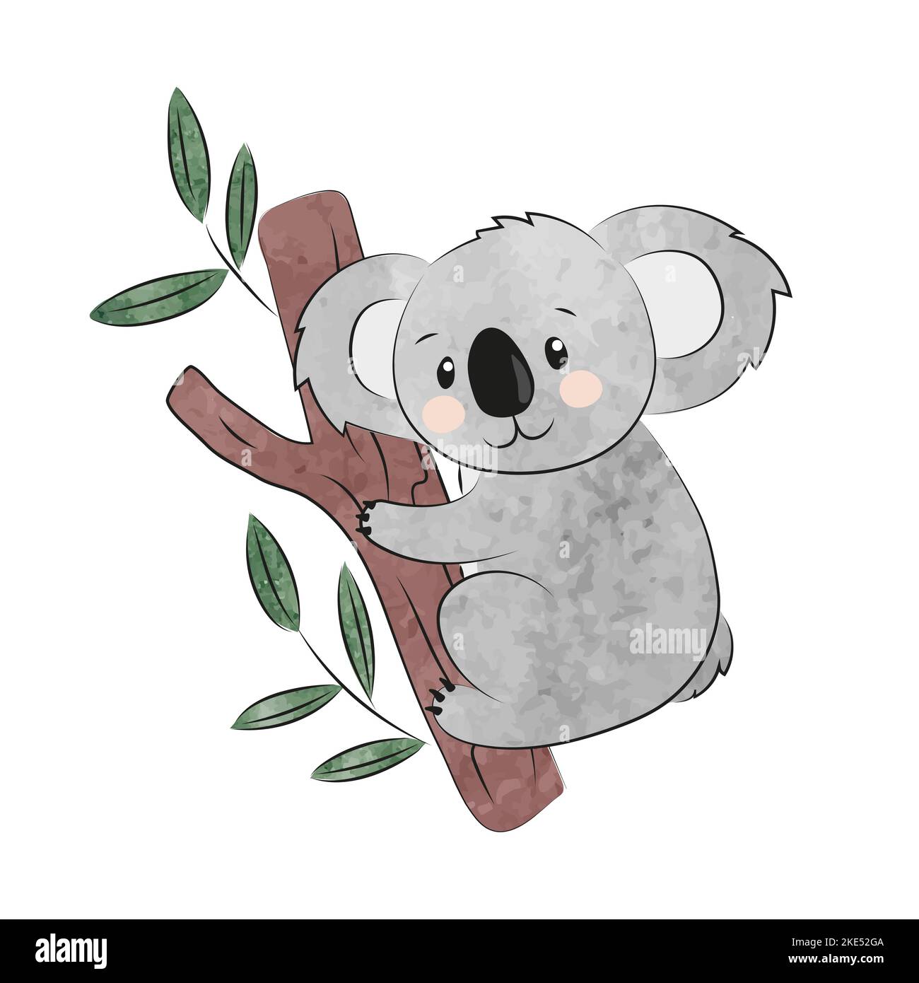 Cute cartoon koala isolated on white. Vector watercolor illustration ...