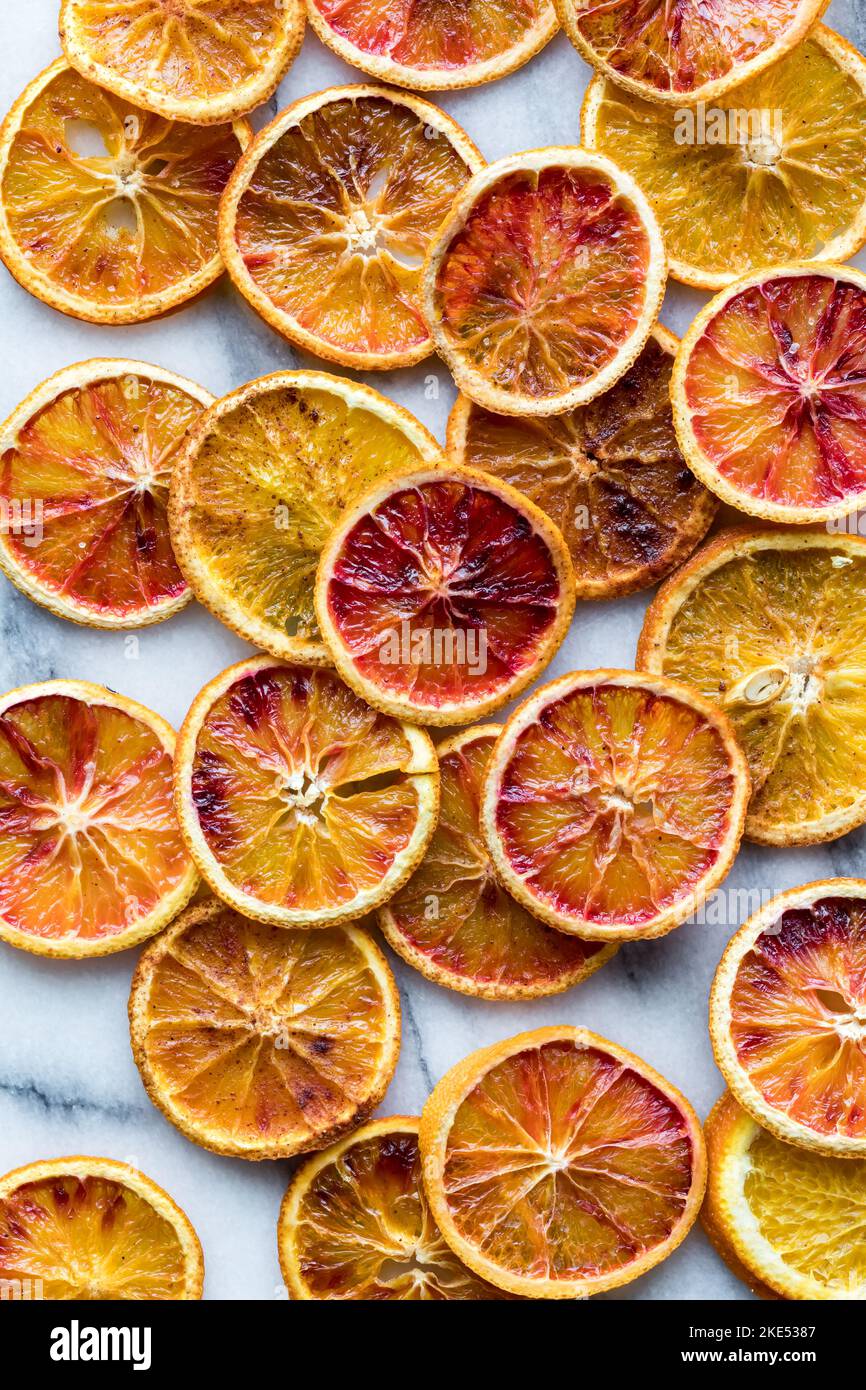 Top down view of various dried spiced orange slices Stock Photo - Alamy