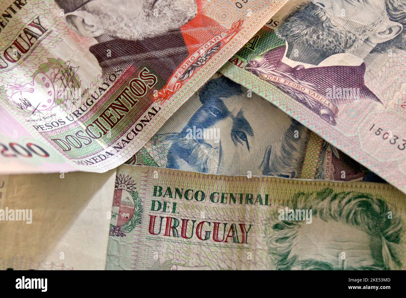 Uruguayan currency, Alfredo Vasquez Acevedo portrait looking directly ...