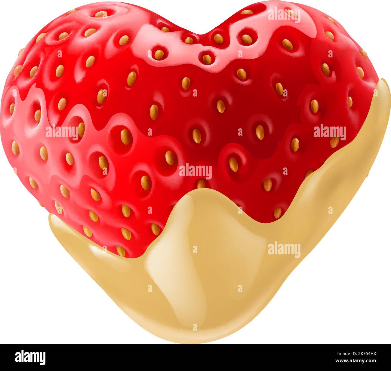 Fresh Strawberry in Heart Shape Dipped in White Chocolate Fondue for ...