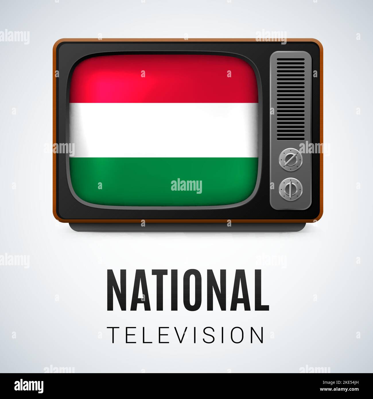 Vintage TV and Flag of Hungary as Symbol National Television. Button ...