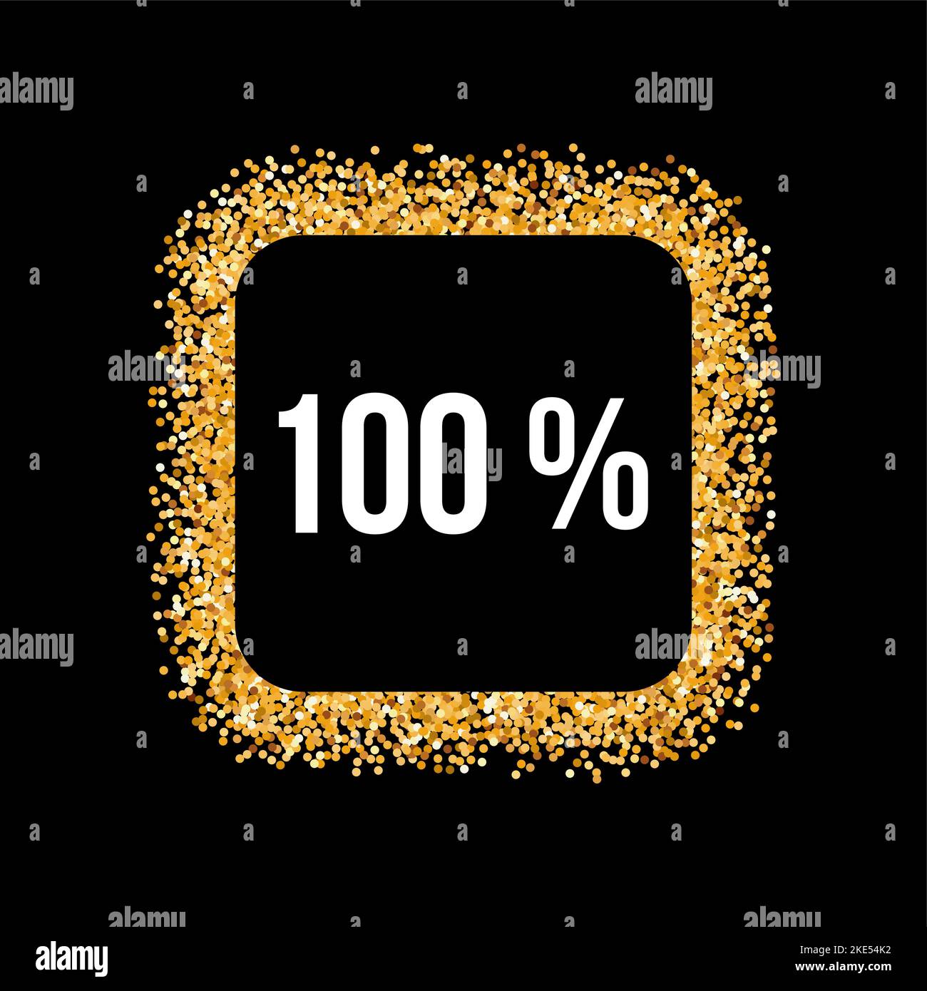 Golden Frame with One Hundred Percent Text on Black Background Stock ...