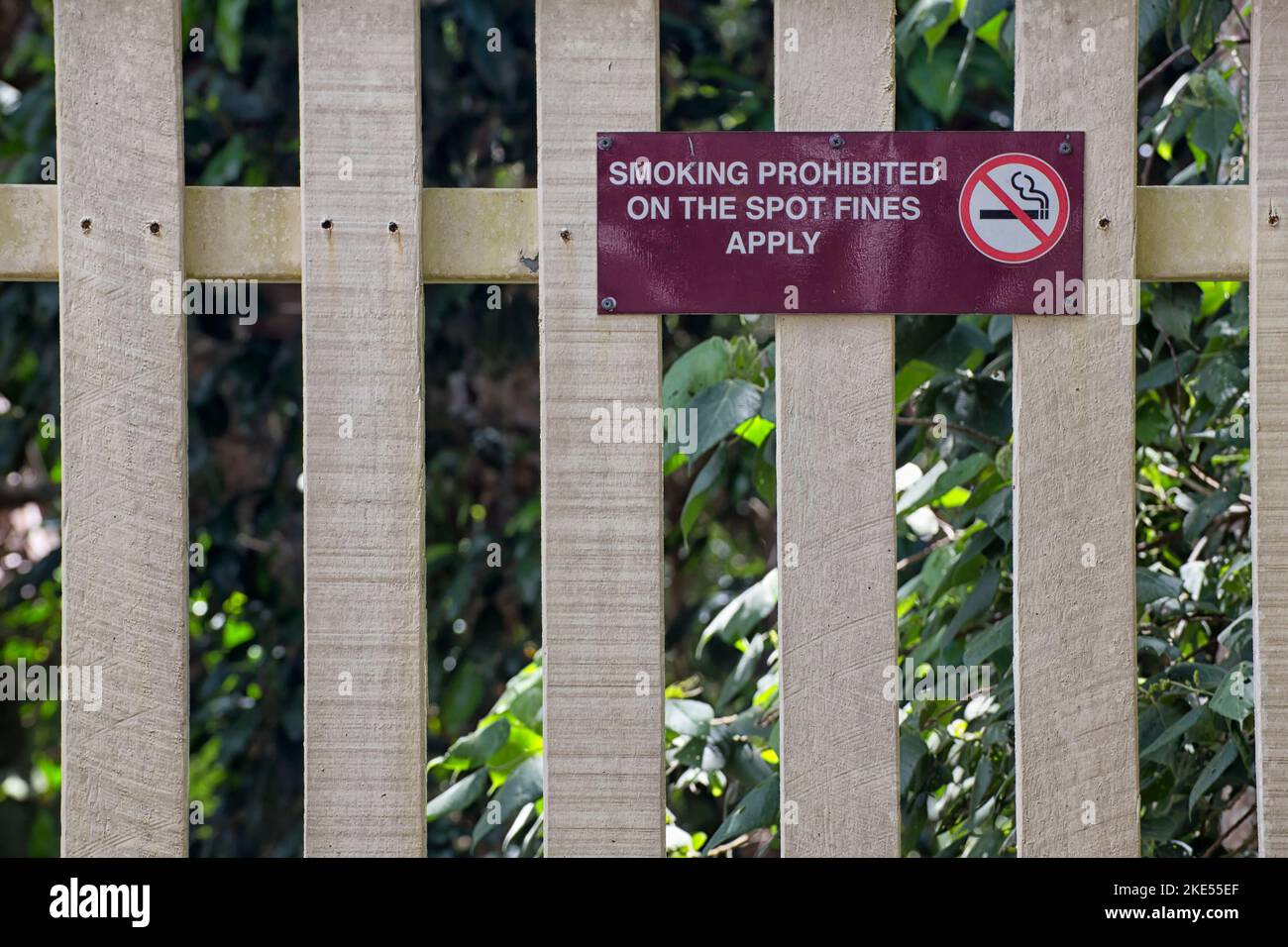 No smoking sign on fence in Queensland, Australia Stock Photo - Alamy