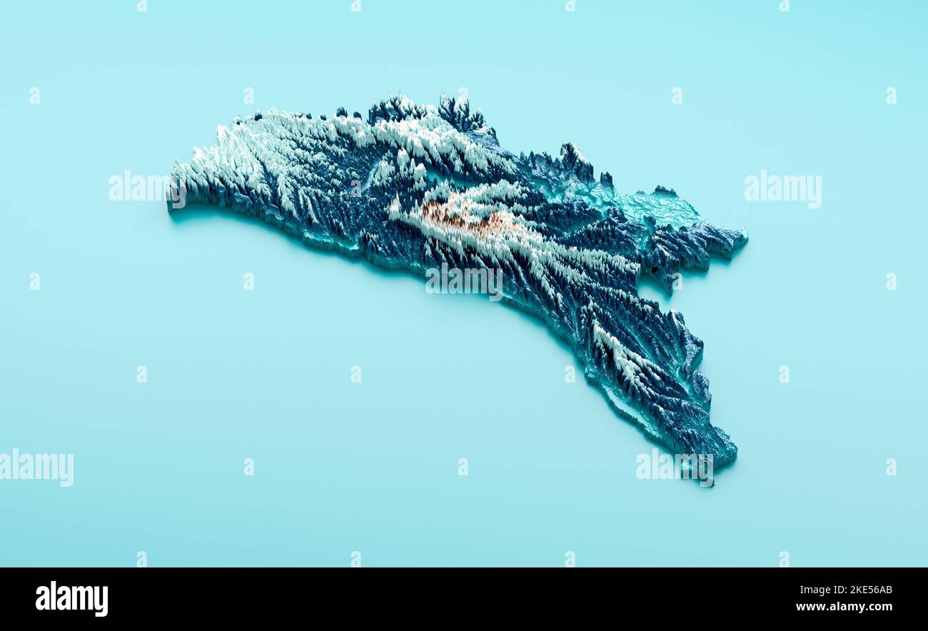 A 3d illustration of topographic relief Moldova map with hypsometric ...