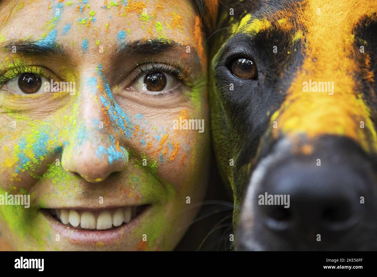 Half human face half animal face hi-res stock photography and images ...