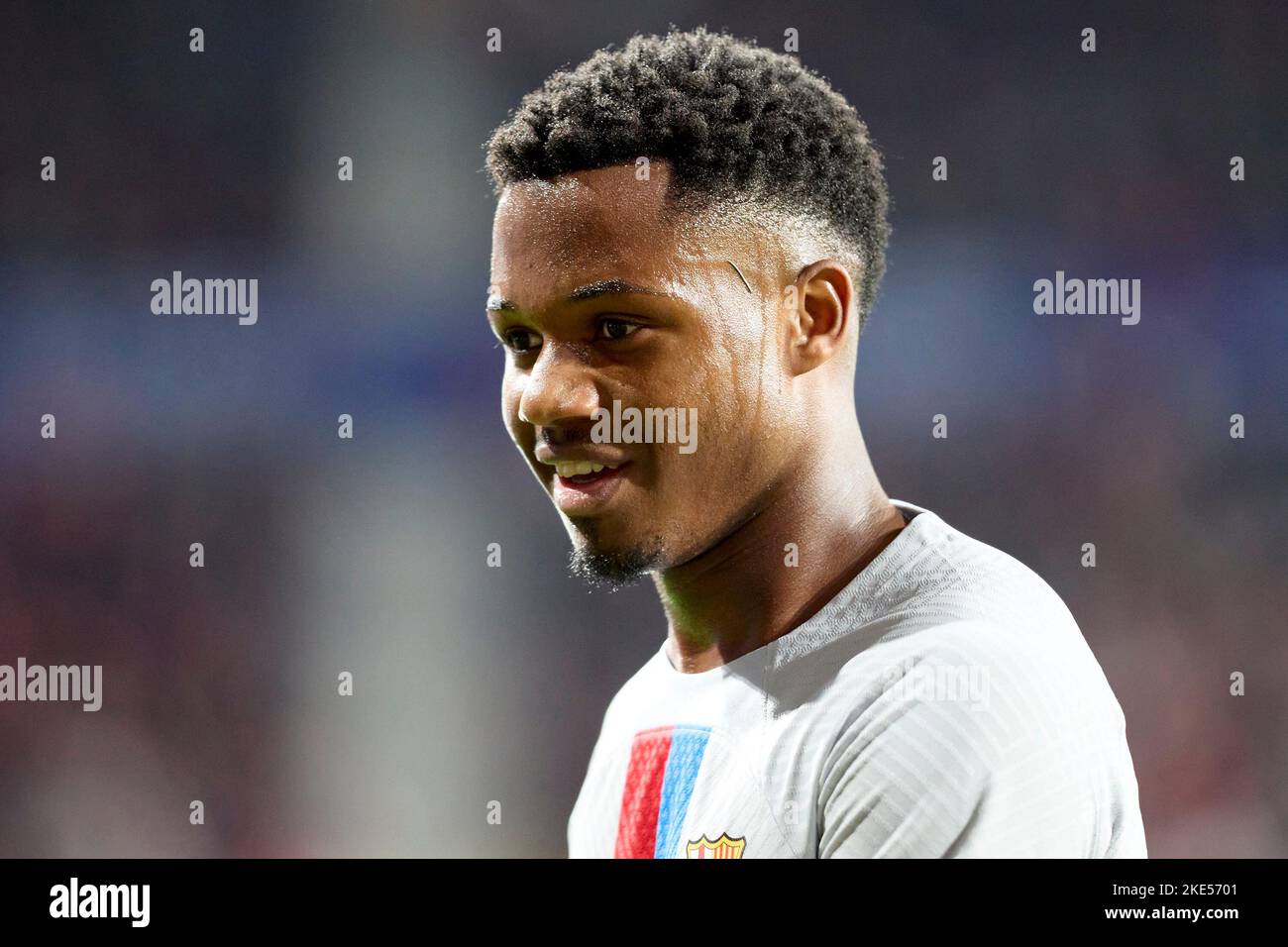 Pamplona, Spain. 09th Nov, 2022. Ansu Fati (forward; FC Barcelona) seen ...