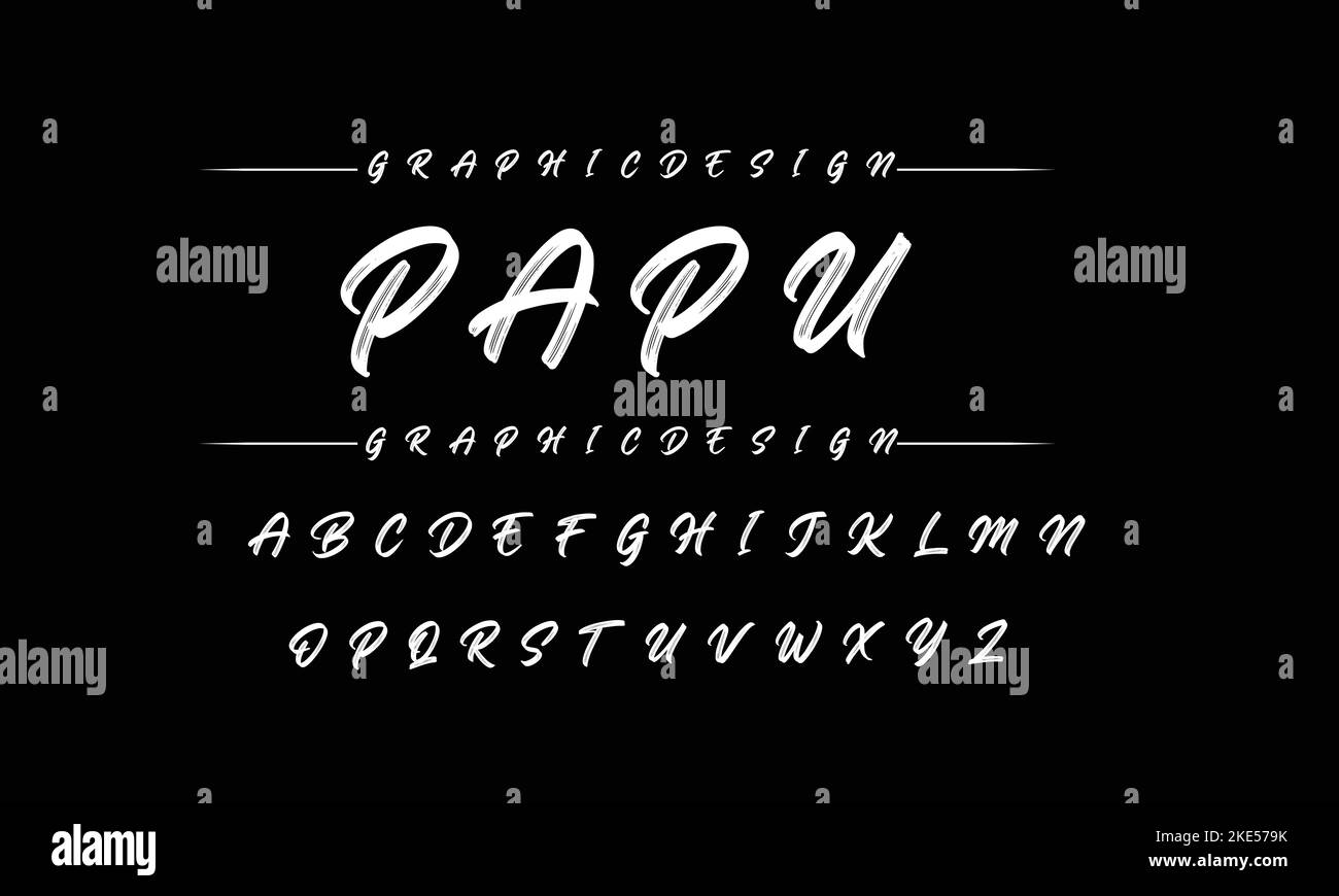 Stylish painted by a brush uppercase vector letters Stock Vector Image ...