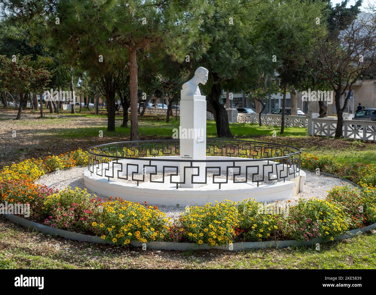 Monument to Kostis Palamas, Pafos old town centre, Cyprus Stock Photo ...