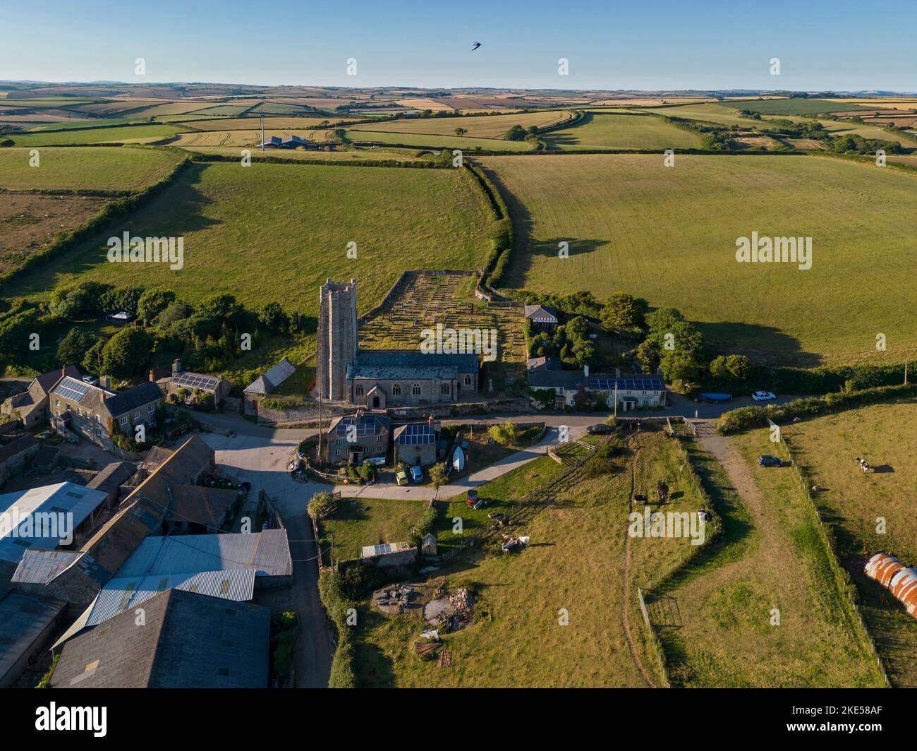 The village of Chivelstone in South Devon, with St Sylvester's Church ...