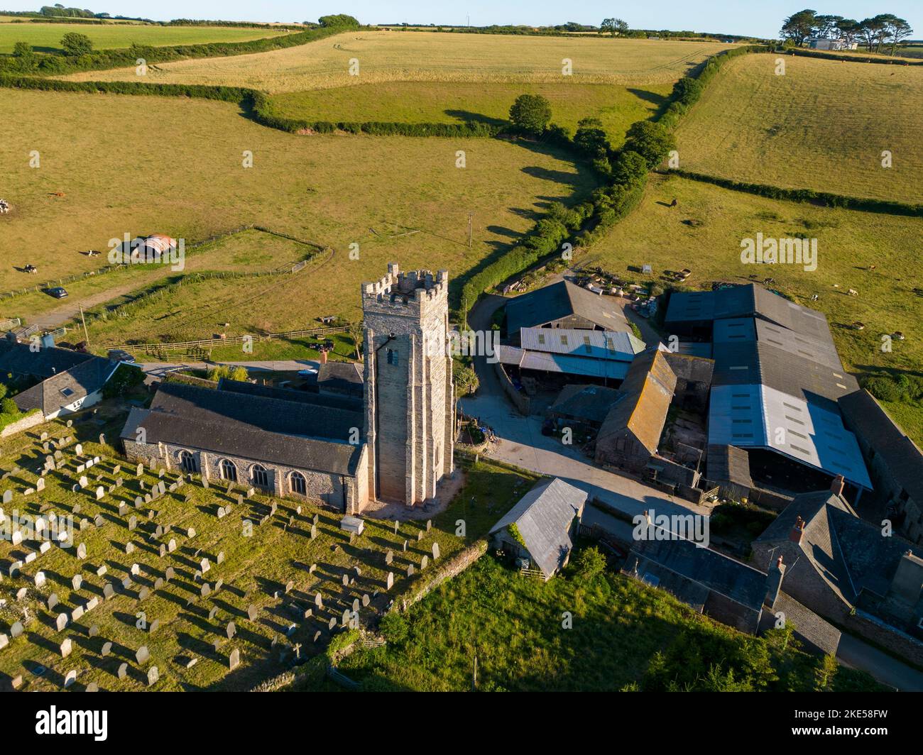 The village of Chivelstone in South Devon, with St Sylvester's Church ...