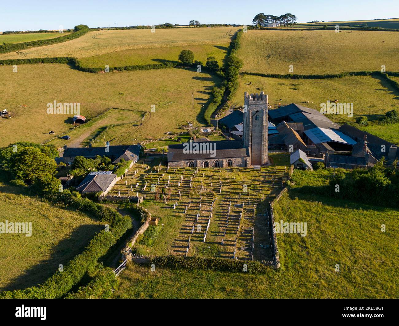 The village of Chivelstone in South Devon, with St Sylvester's Church ...