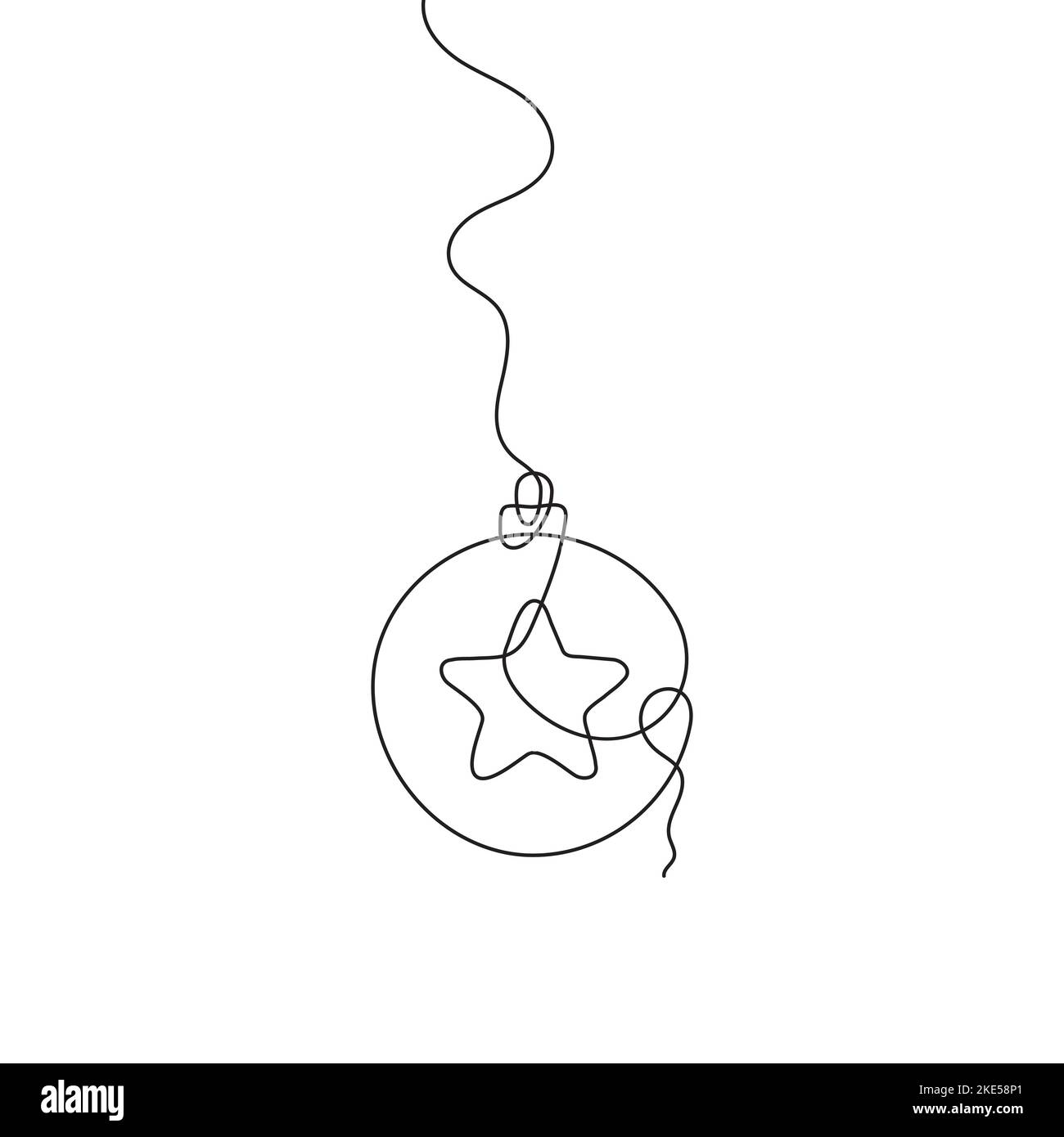 Merry Christmas decoration element. Line art design. Continuous one ...