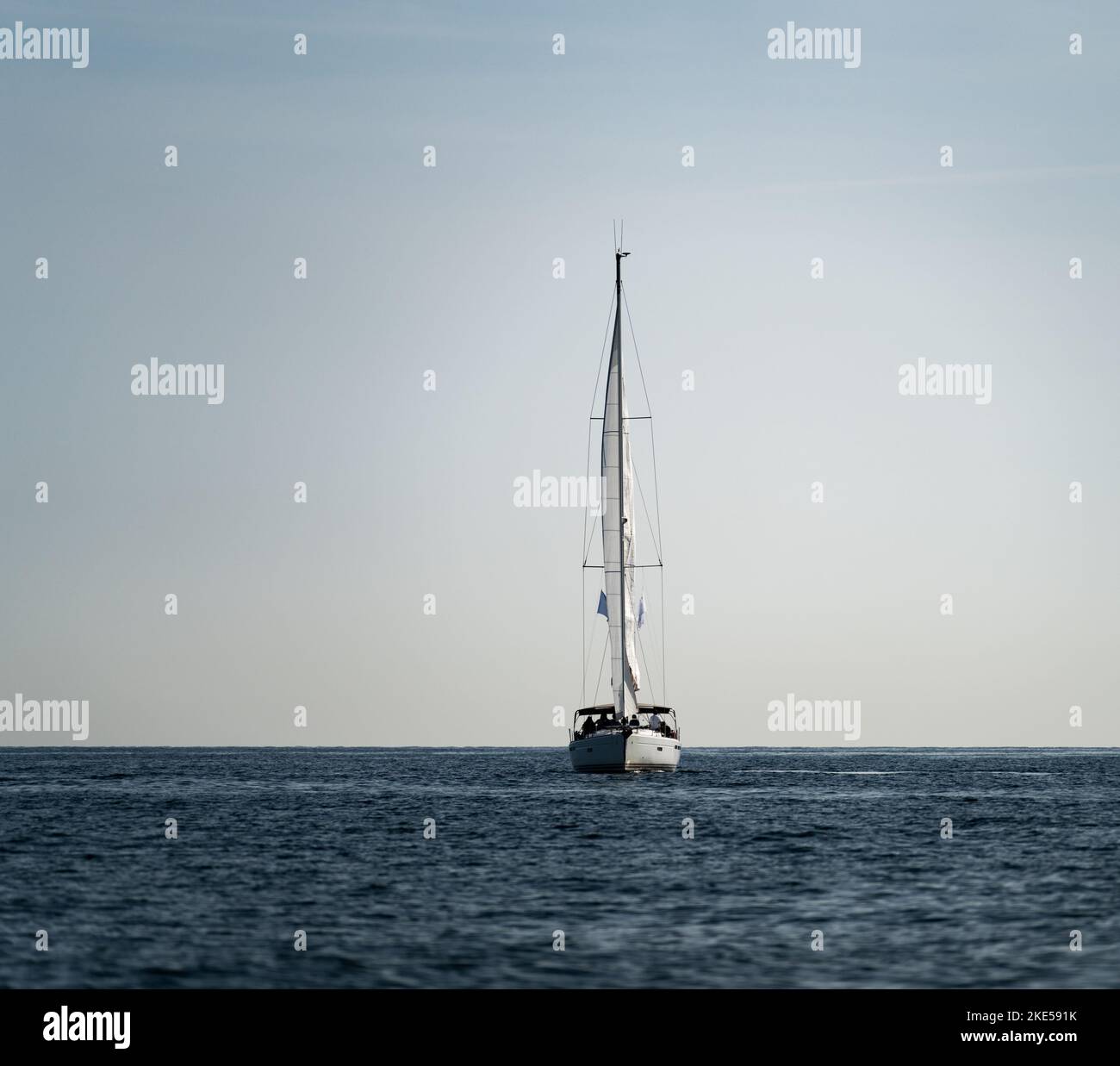 Sailboat directed completely perpendicular to the camera Stock Photo ...