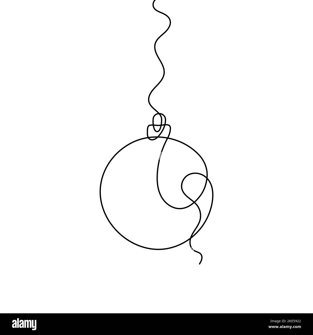 Merry Christmas decoration element. Line art design. Continuous one ...