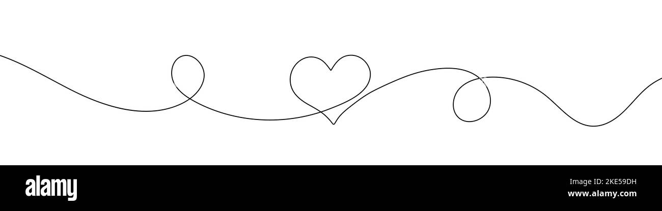 Continuous line drawing of heart. Heart one line icon. One line drawing ...
